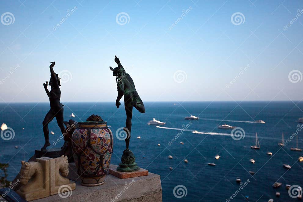 Statues and Mediterranean Sea Stock Photo - Image of water, statues ...