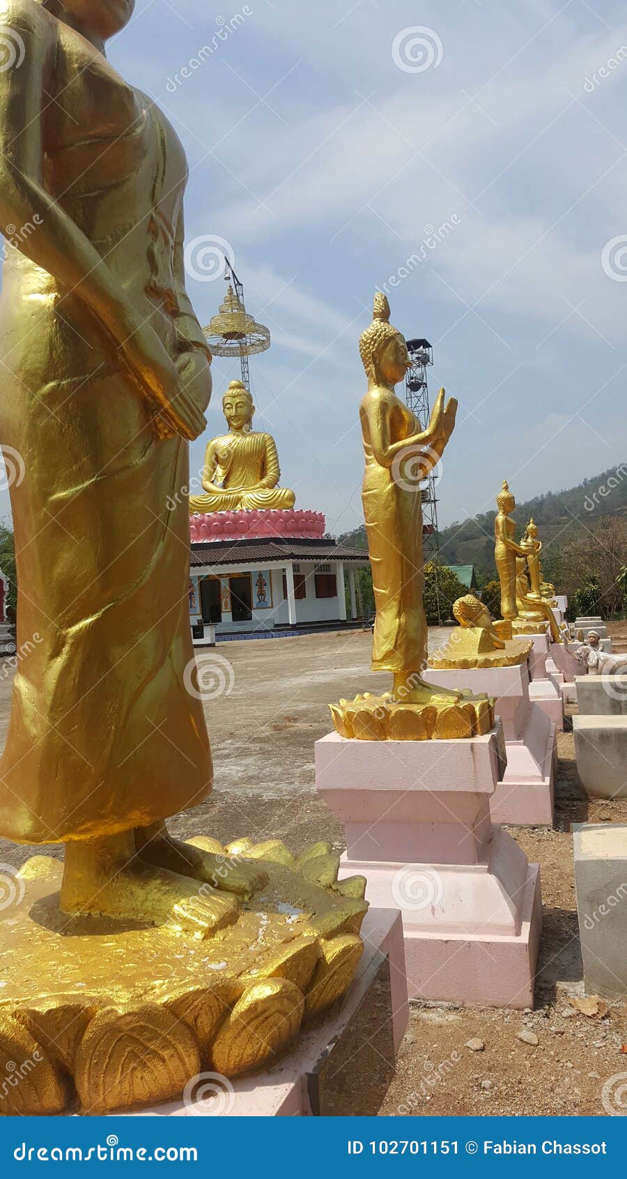 Statues of monk in gold stock image. Image of bouddha - 102701151