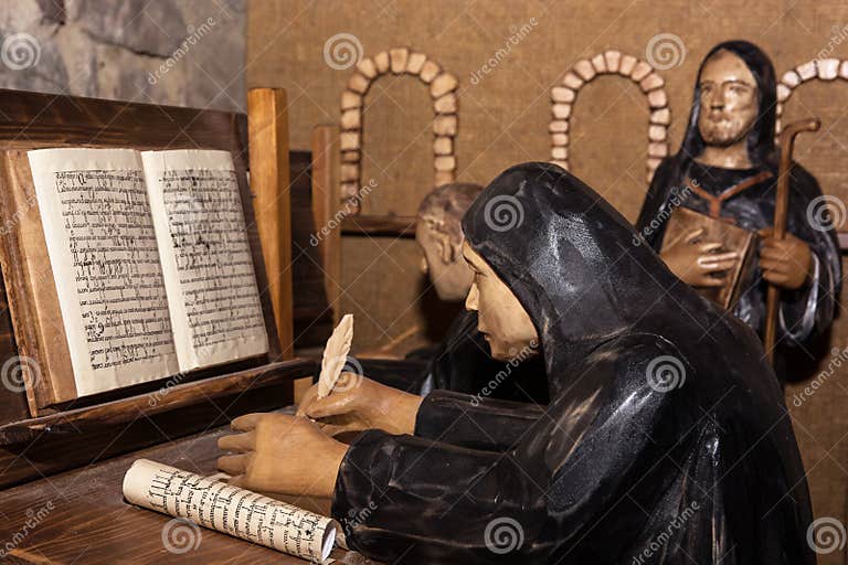 Statues of Monks in the Monastery Stock Image - Image of brown, figures ...