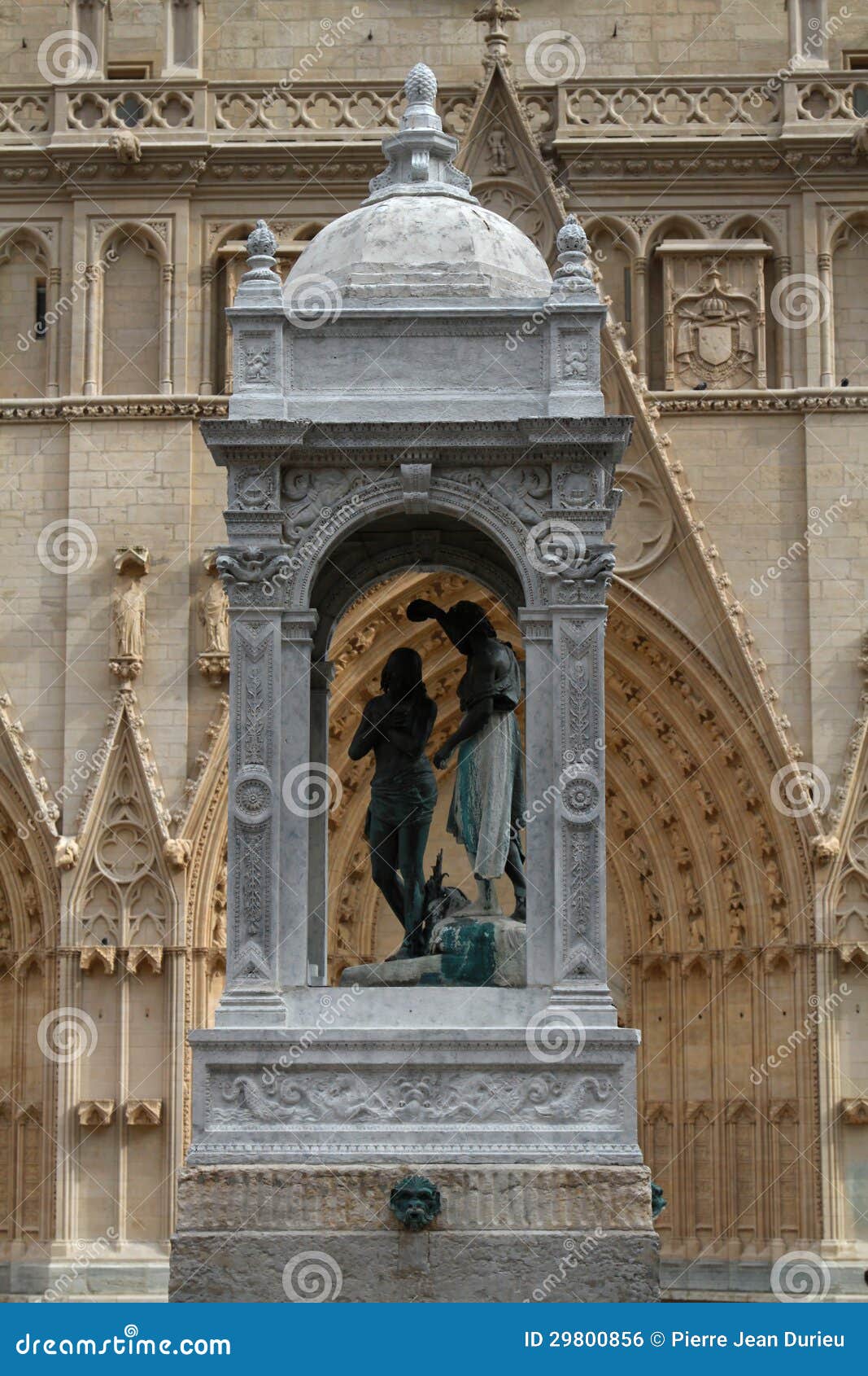 Statues in Front of Saint-Jean Stock Photo - Image of toursim, district ...