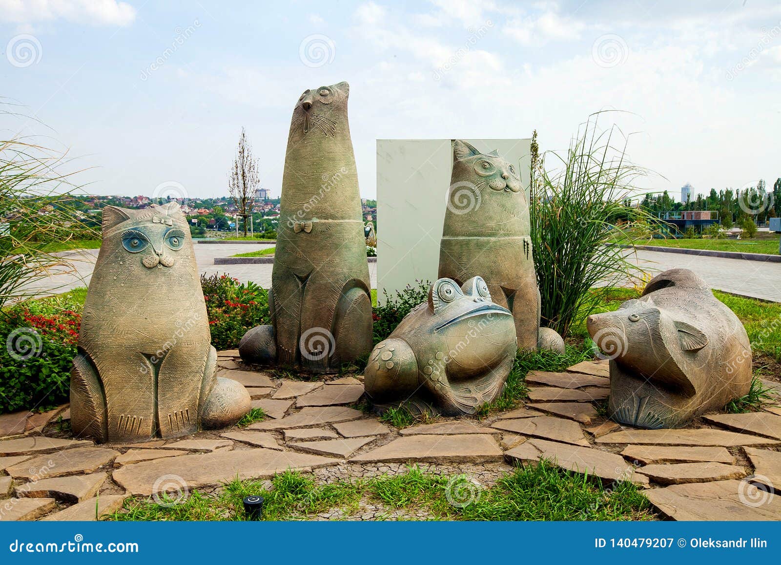 Statues in Public Place with Elements of Landscape Design, Elements of ...