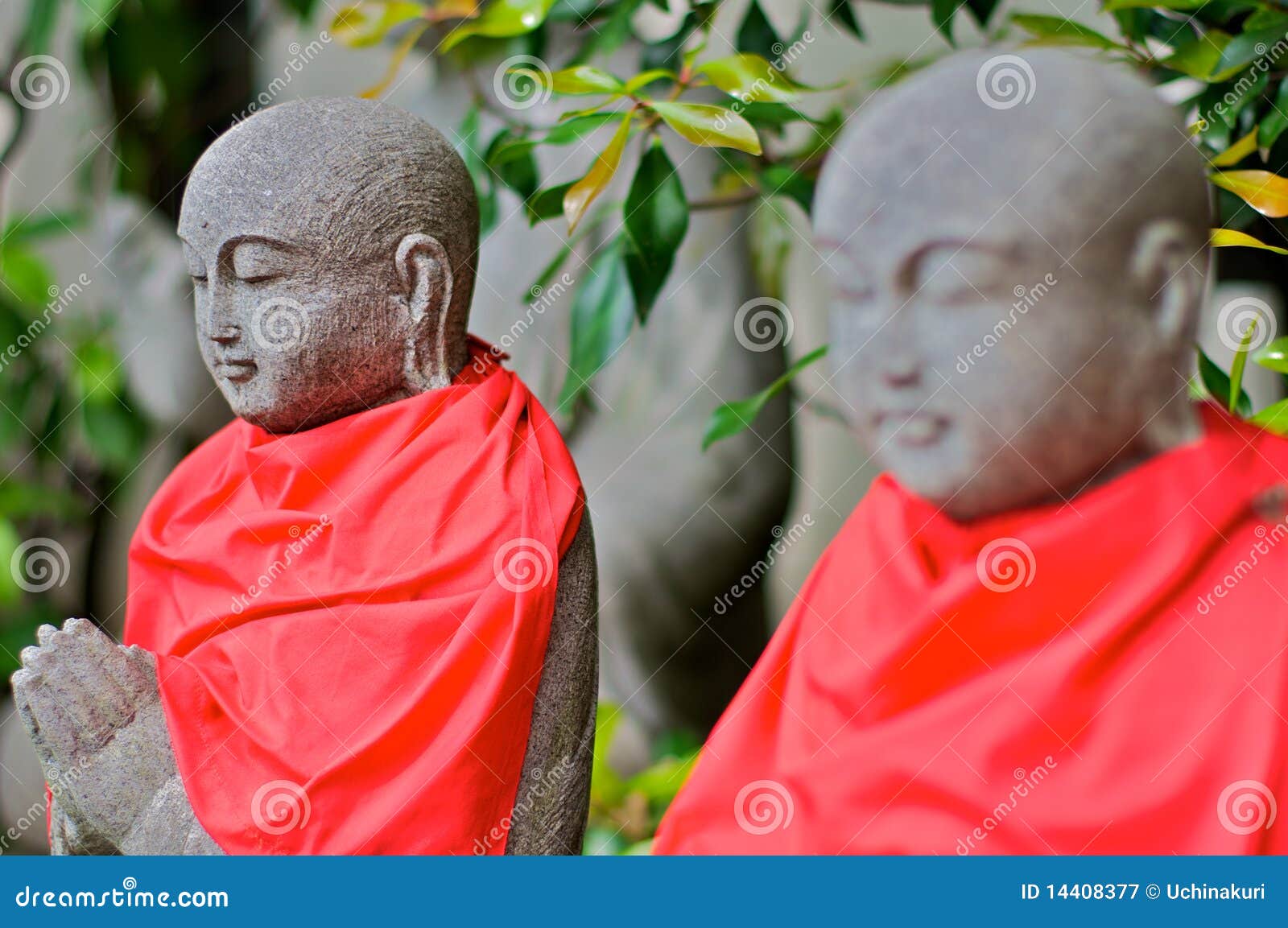 Statues in a shinto temple stock image. Image of shrine - 14408377