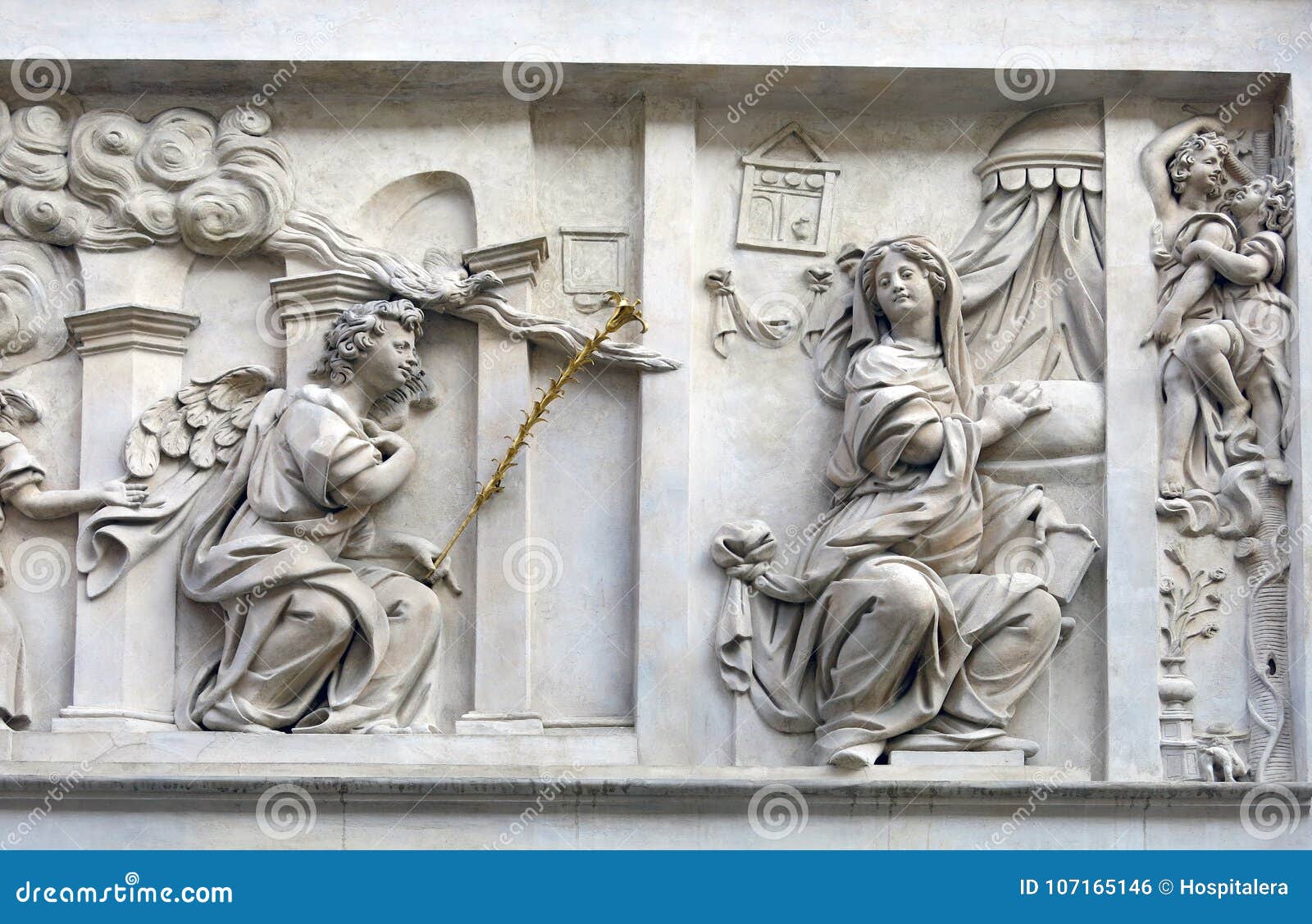 Statues Symbolizing Annunciation Stock Photo - Image of facade, relief ...