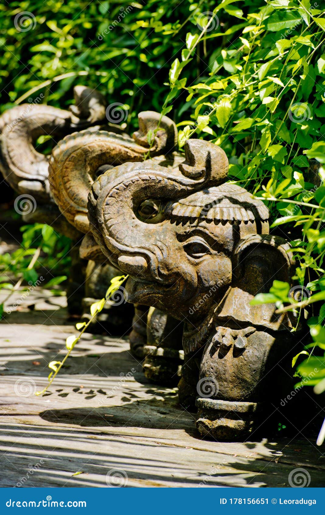 Statues of the Three Elephants. Stock Image - Image of handmade, black ...