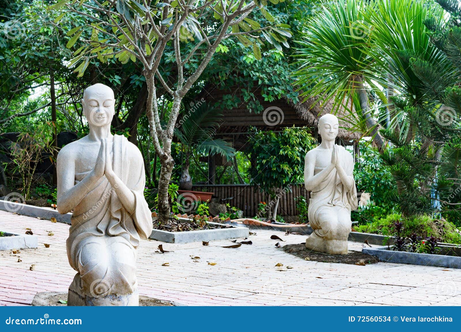 Statues Of The Two Sitting White Monks Stock Photography ...