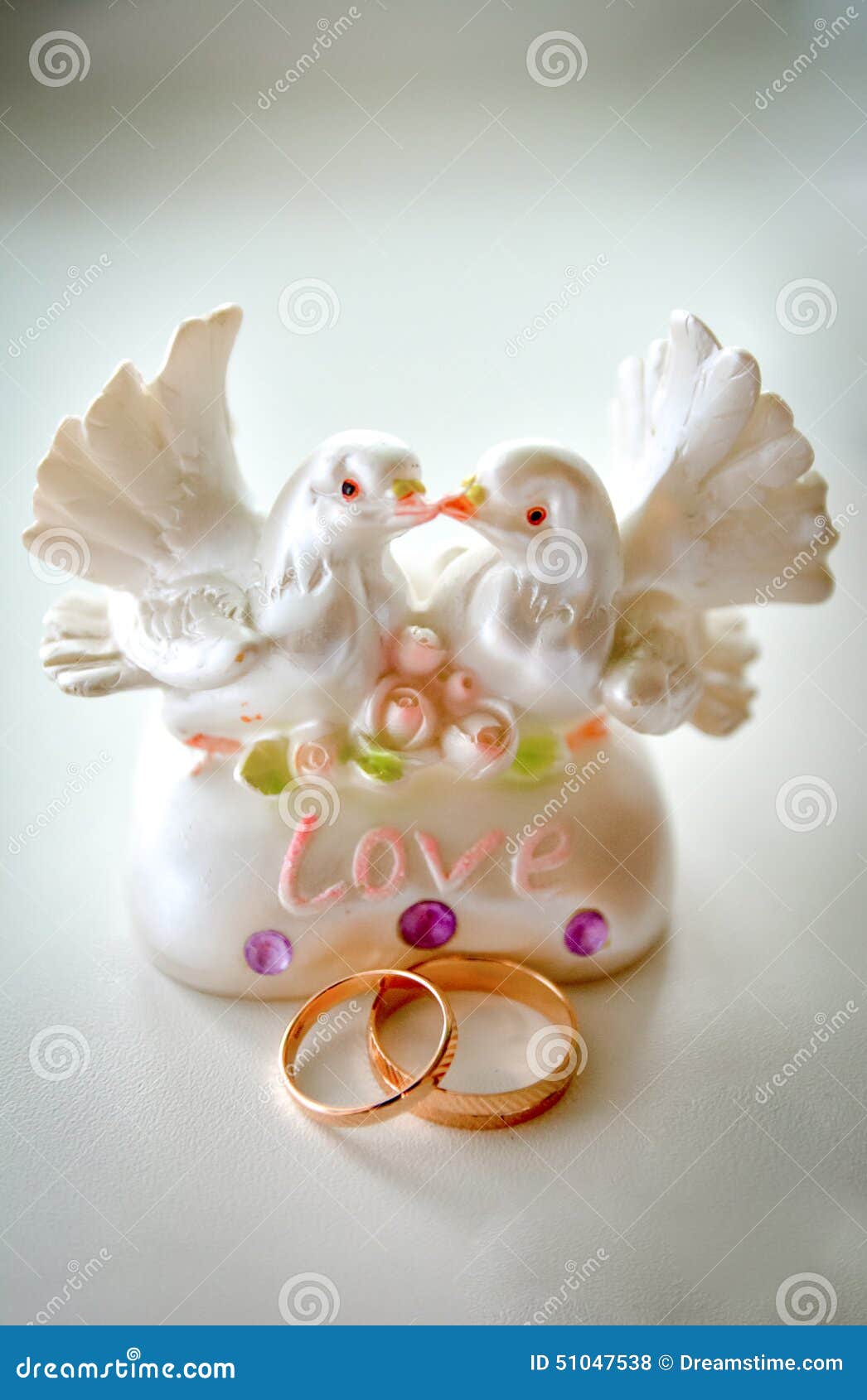 Statuette of Doves and Wedding Rings Stock Photo - Image of material ...