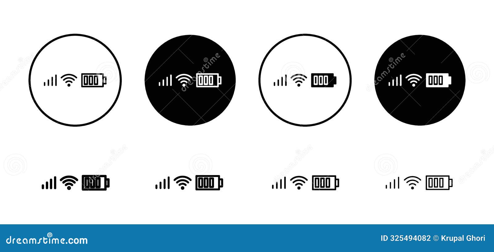 Status Bar Vector Icon Set Collection. Status Bar Outline Flat Icon ...