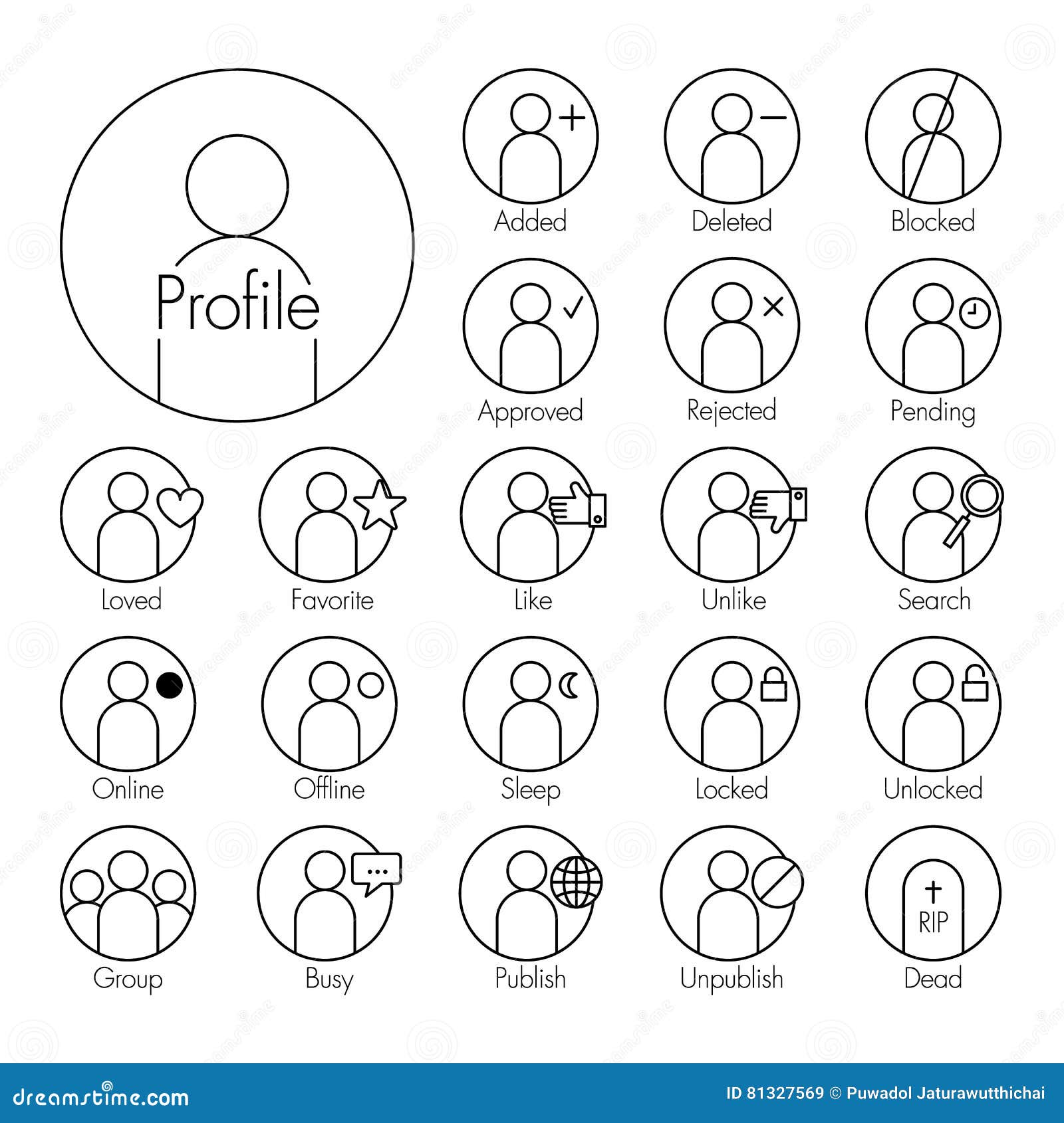 Status Icon . Man Icon with Several Status Stock Vector - Illustration ...