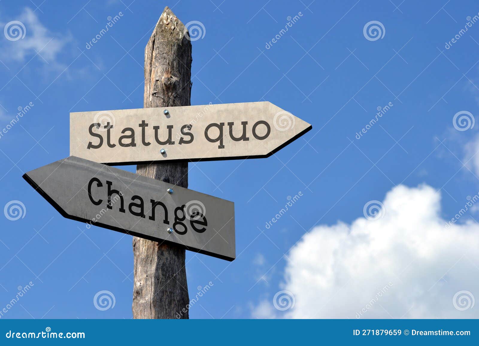 Status Quo or Change - Wooden Signpost with Two Arrows Stock ... Status Quo or Change - Wooden Signpost with Two Arrows Stock ...