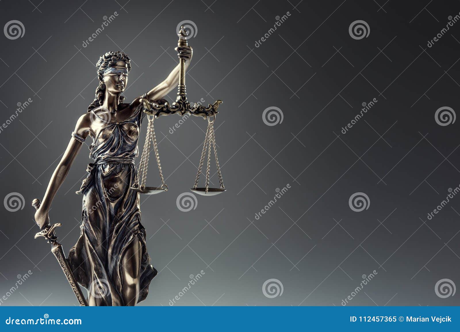 Statute of Justice. Bronze Statue Lady Justice Holding Scales an Stock ...