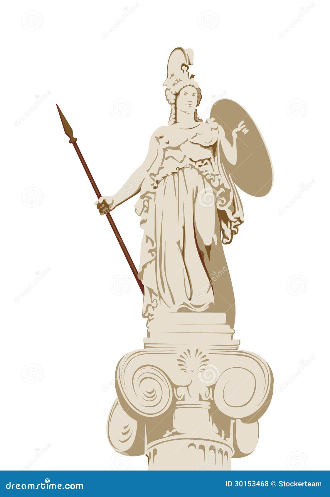 Grekisk Härlig Staty Av Athena Stock Illustrationer - Illustration av ...