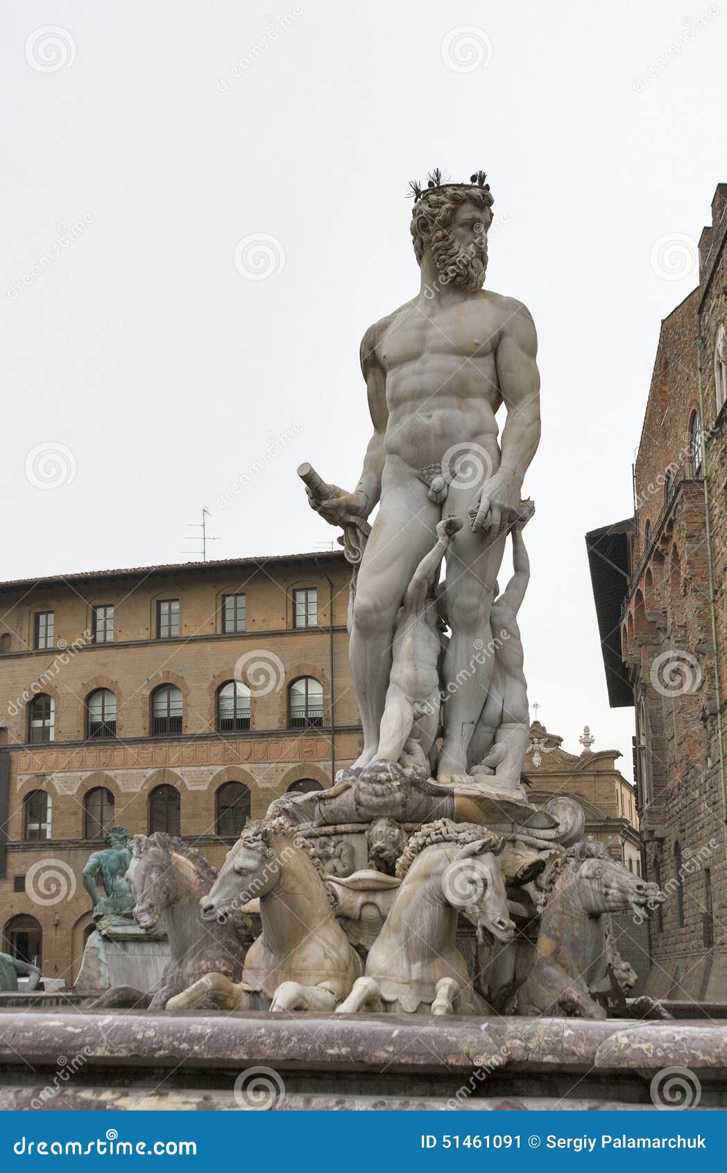 Staty Av Neptun I Florence, Closeup Fotografering för Bildbyråer - Bild ...