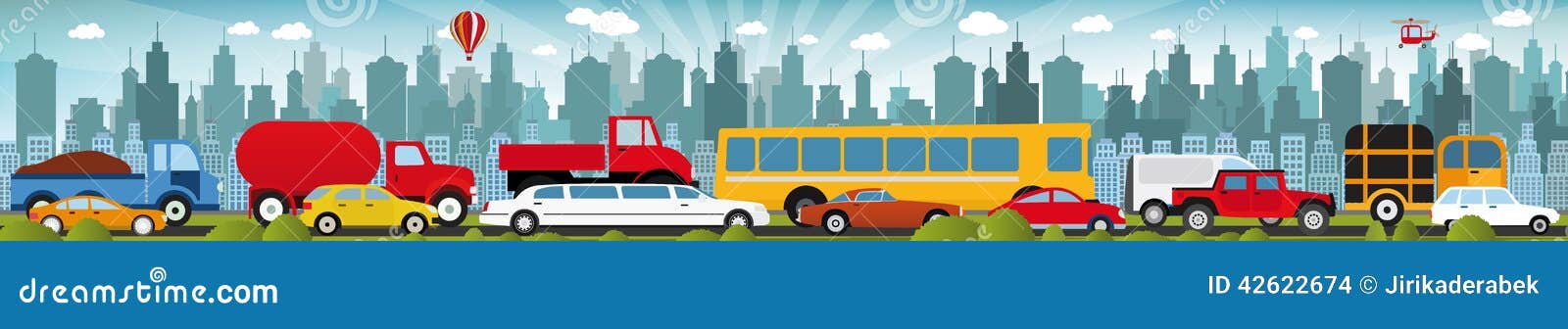 Stau in der Stadt vektor abbildung. Illustration von auto - 42622674