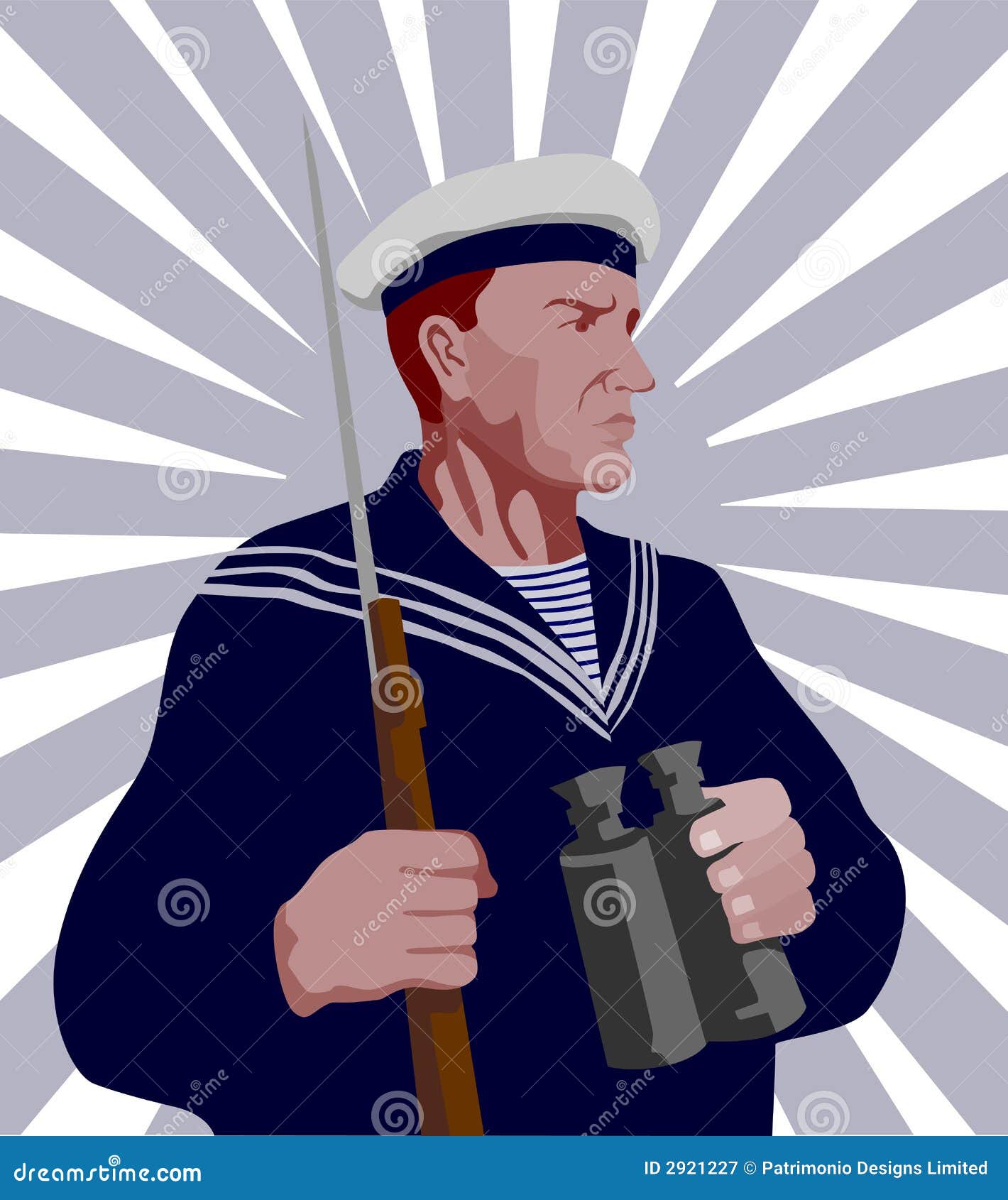 Staunch World War Two Sailor Cartoon Vector | CartoonDealer.com #2921227