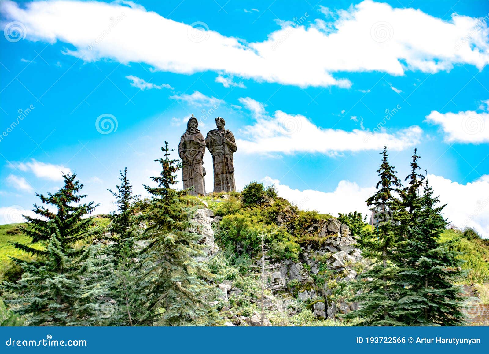 Big Statue at the Peak of the Mountain Stock Photo - Image of monument ...