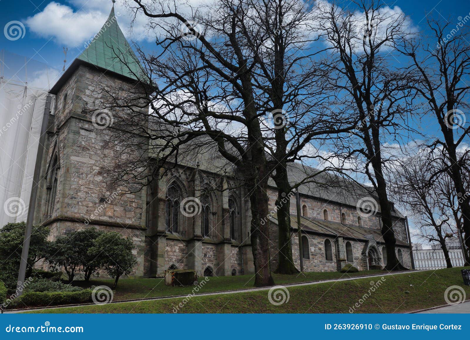 Stavanger domkirke stock photo. Image of cobblestone - 263926910