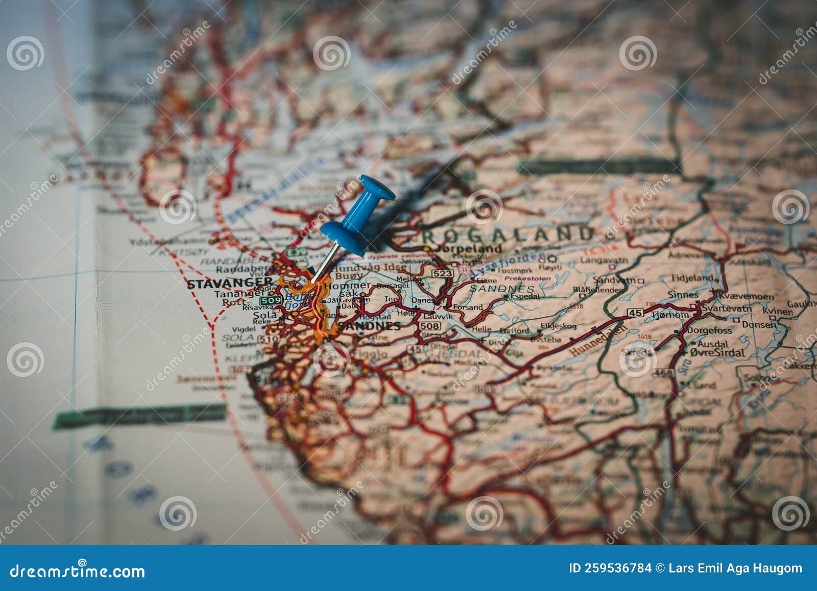 Stavanger, Norway, Blue Pinhead on Map. Stock Photo - Image of icons ...