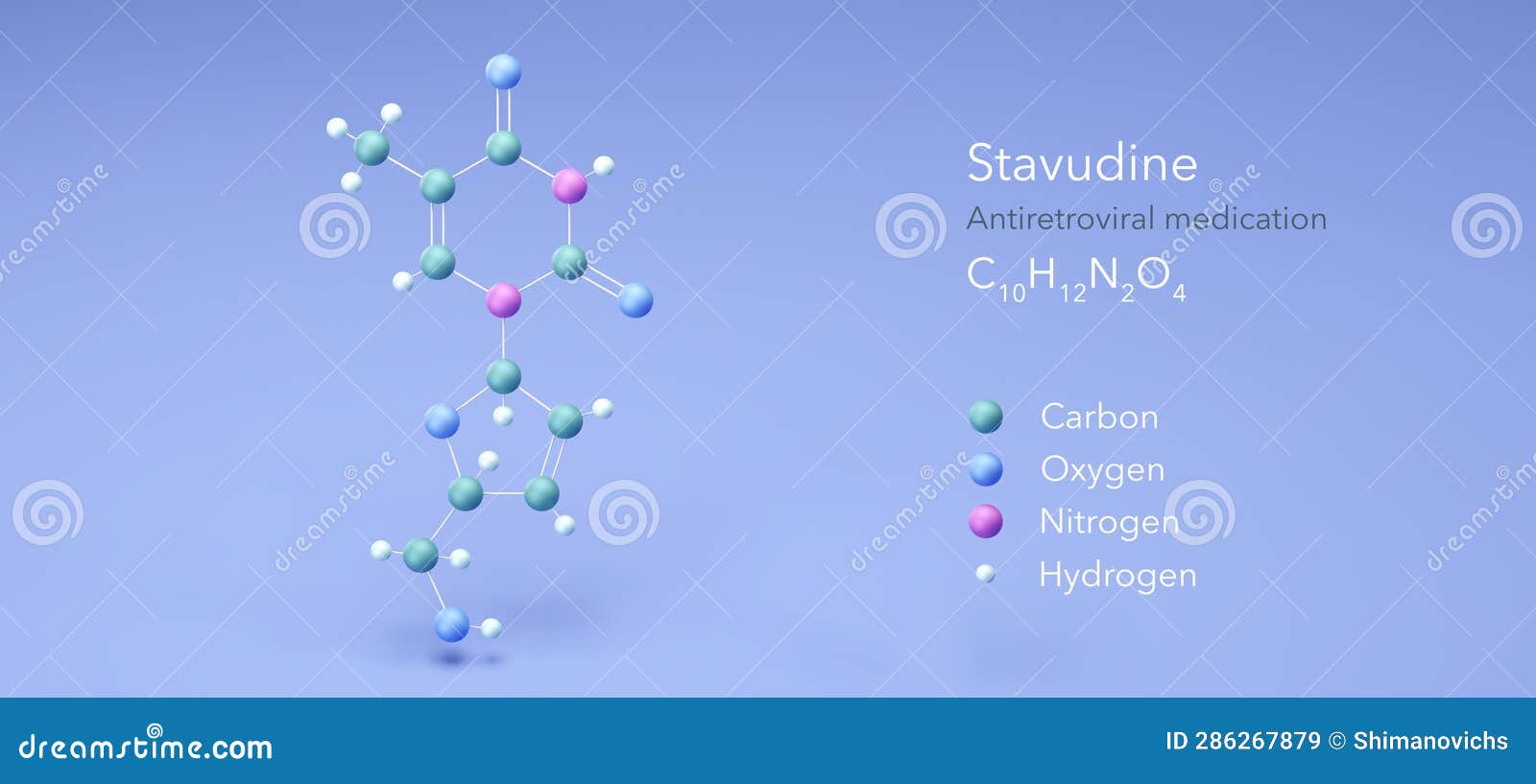 Stavudine Molecule, Molecular Structures, Antiretroviral Medication, 3d ...