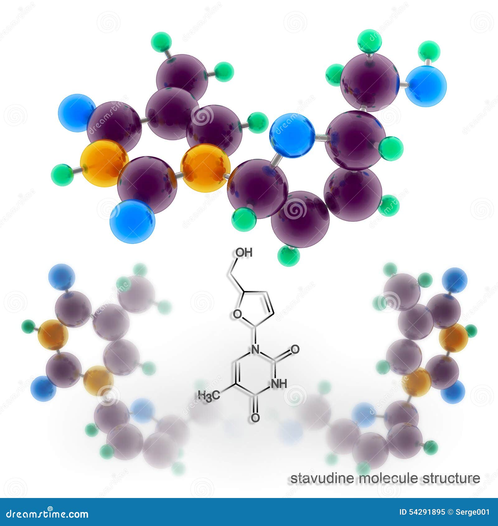 Stavudine Molecule 3d, Molecular Structure, Ball And Stick Model ...