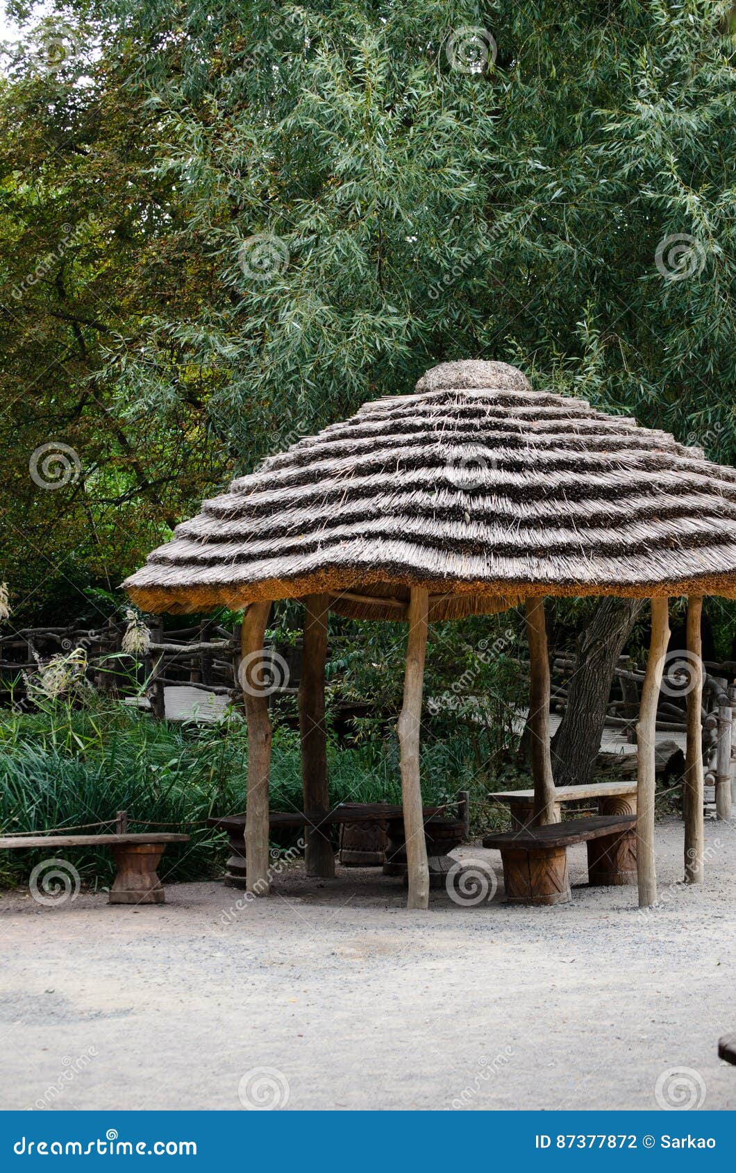 Staw hut stock photo. Image of wood, reed, tree, wooden - 87377872