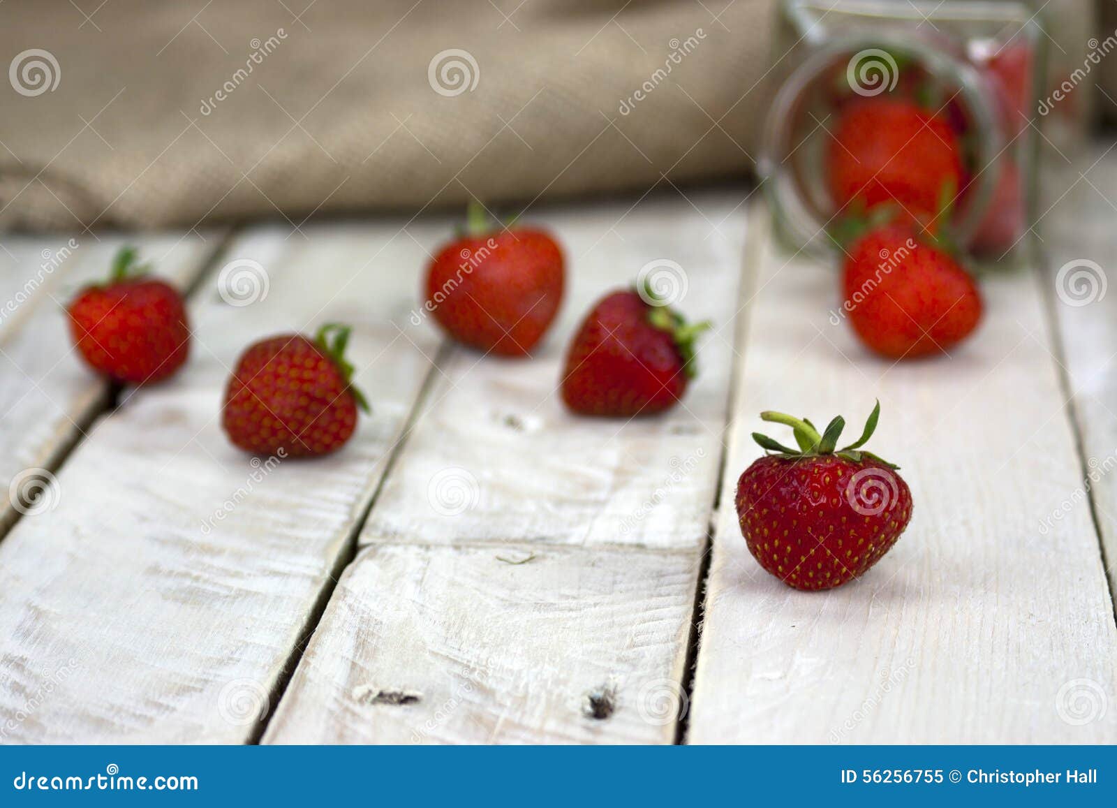 Stawberries in a Jar and Spilt on Table Stock Image - Image of berry ...