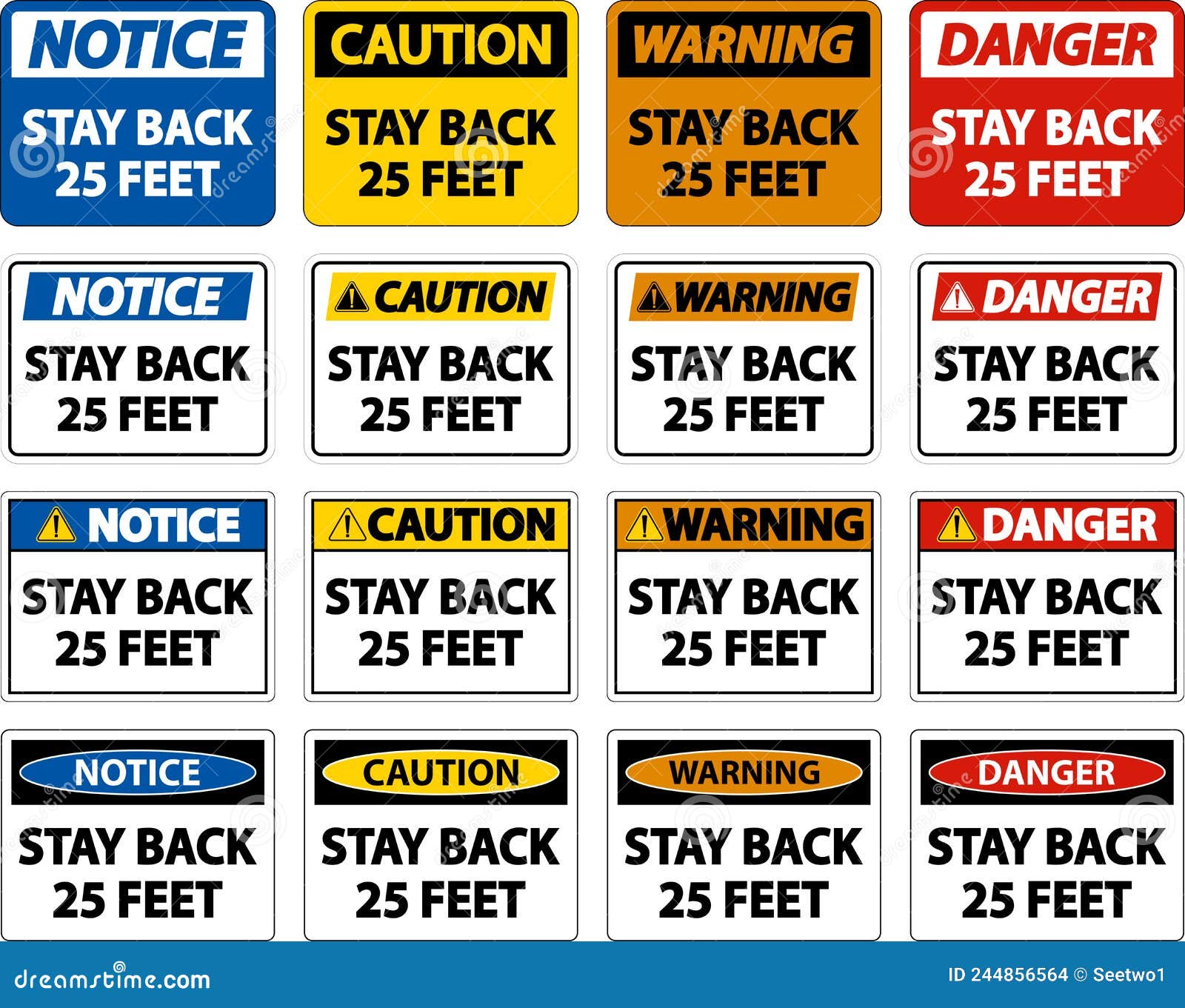 Stay Back 25 Feet Label Sign on White Background Stock Vector ...