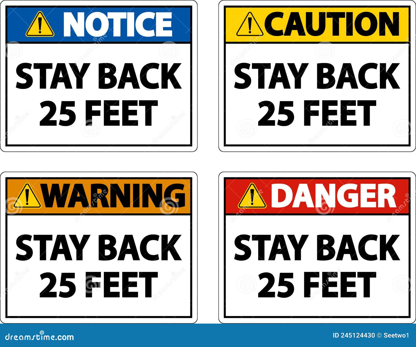 Stay Back 25 Feet Label Sign on White Background Stock Vector ...