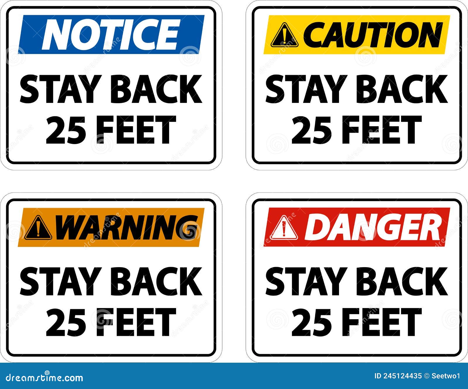Stay Back 25 Feet Label Sign on White Background Stock Vector ...