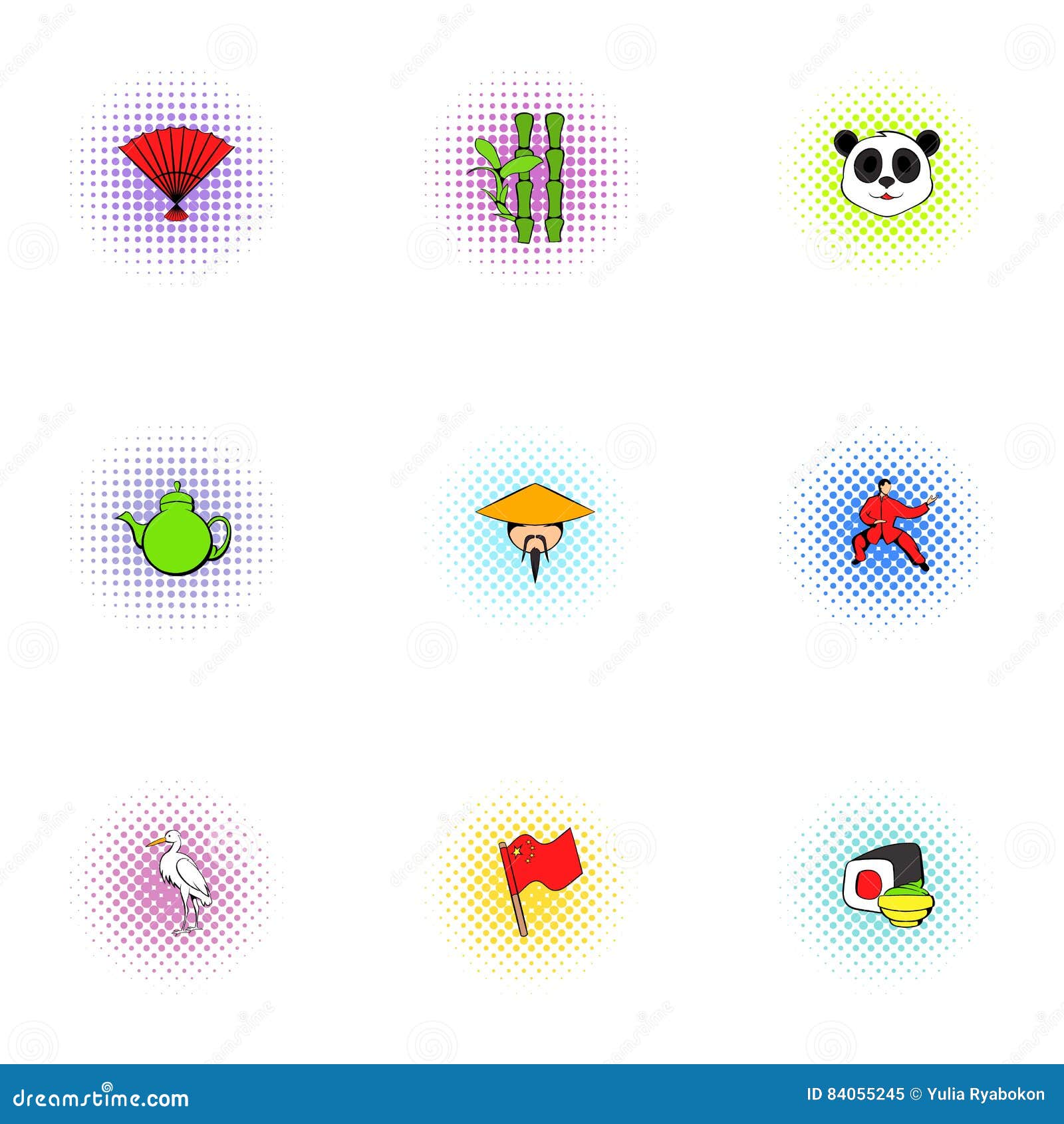 Stay in China Icons Set, Pop-art Style Stock Vector - Illustration of ...