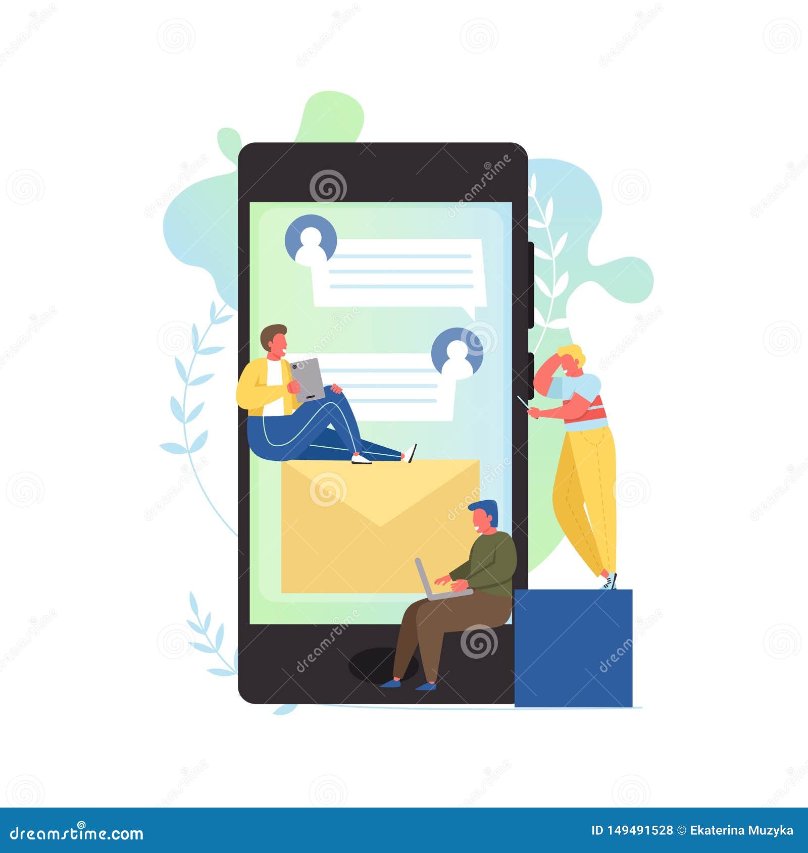 Stay Connected Concept Vector Flat Style Design Illustration Stock ...
