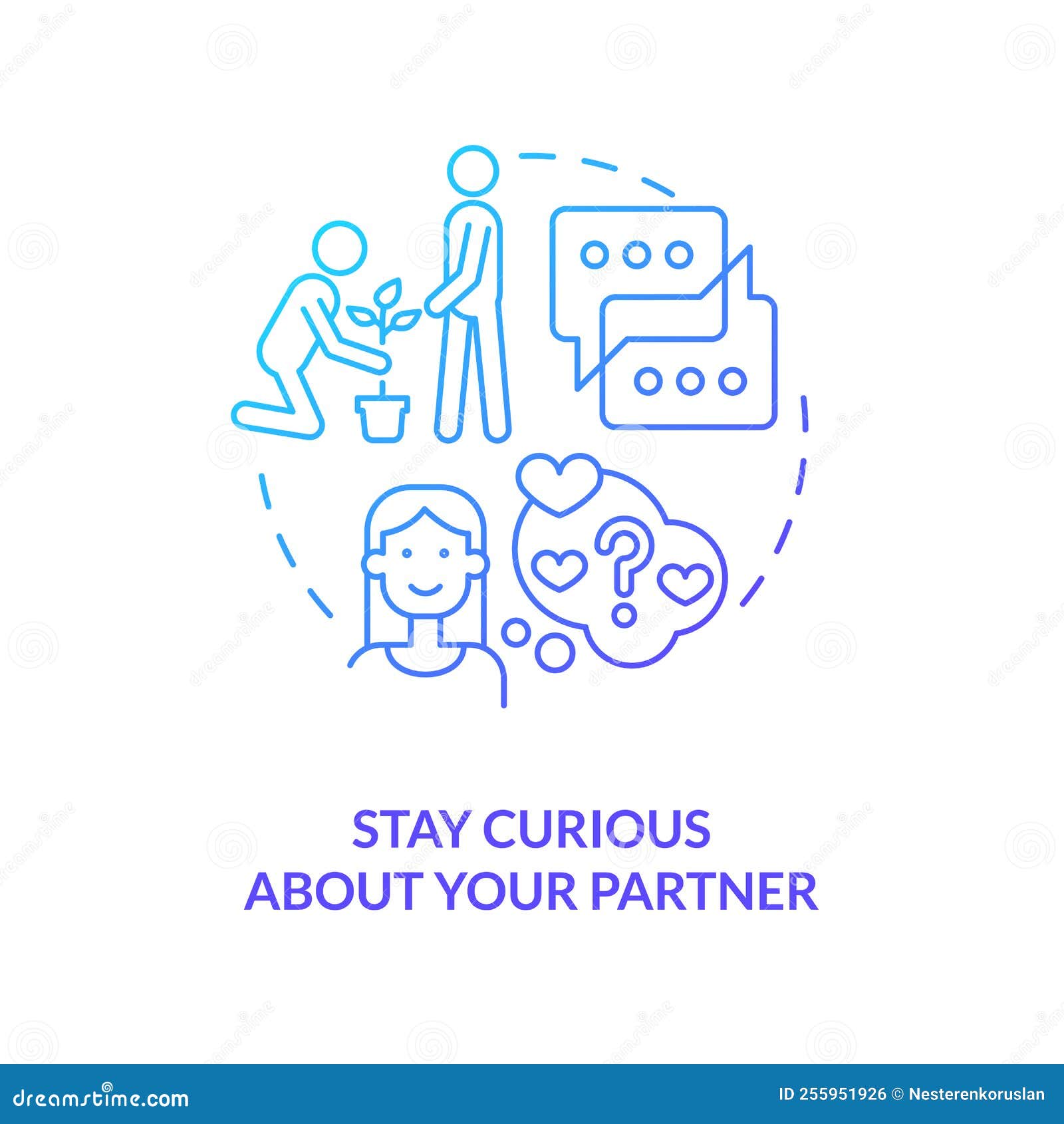 Stay Curious about Partner Blue Gradient Concept Icon Stock Vector ...