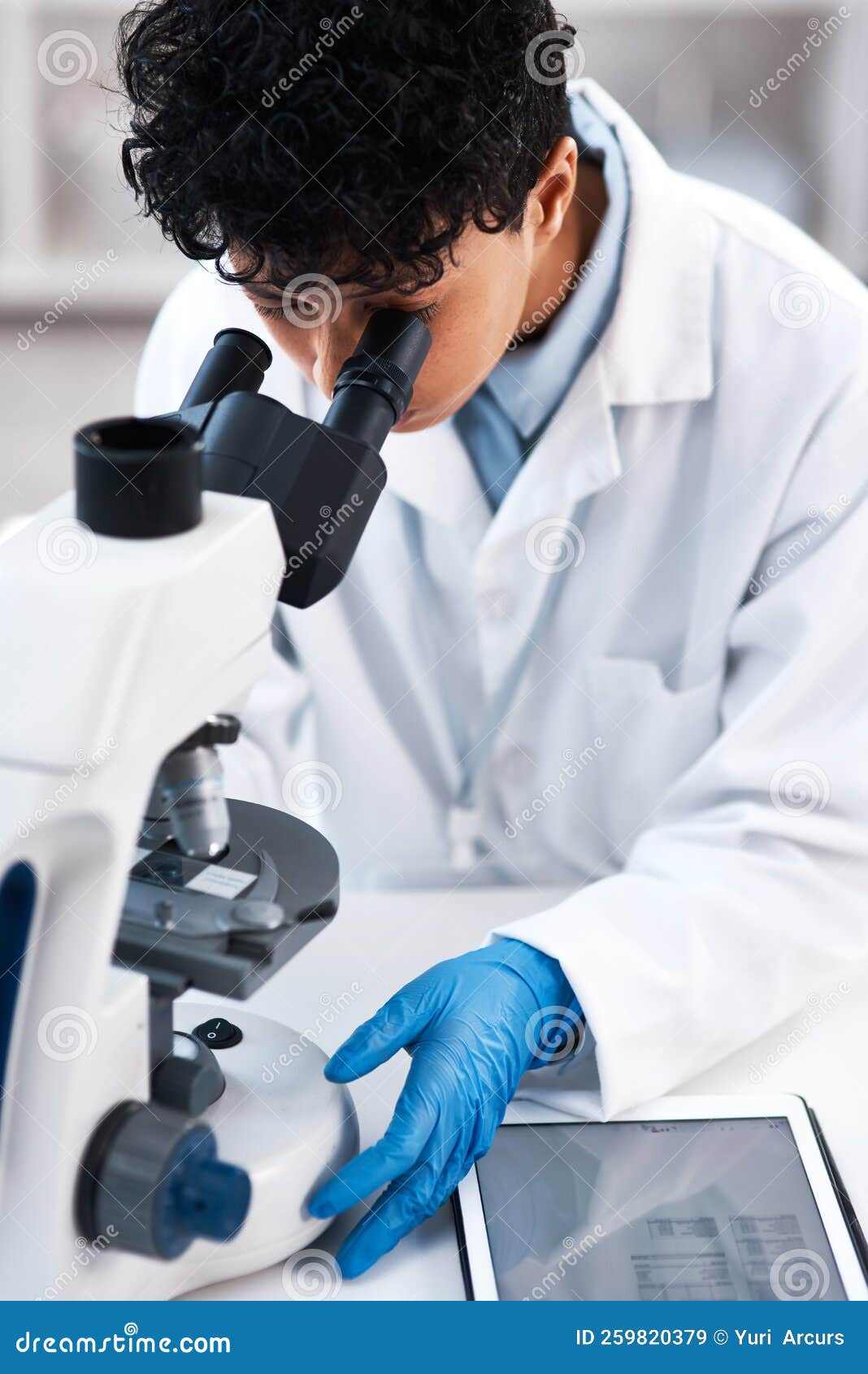 Stay Curious about the World. a Young Scientist Using a Microscope in a Lab. Stock Image - Image ...
