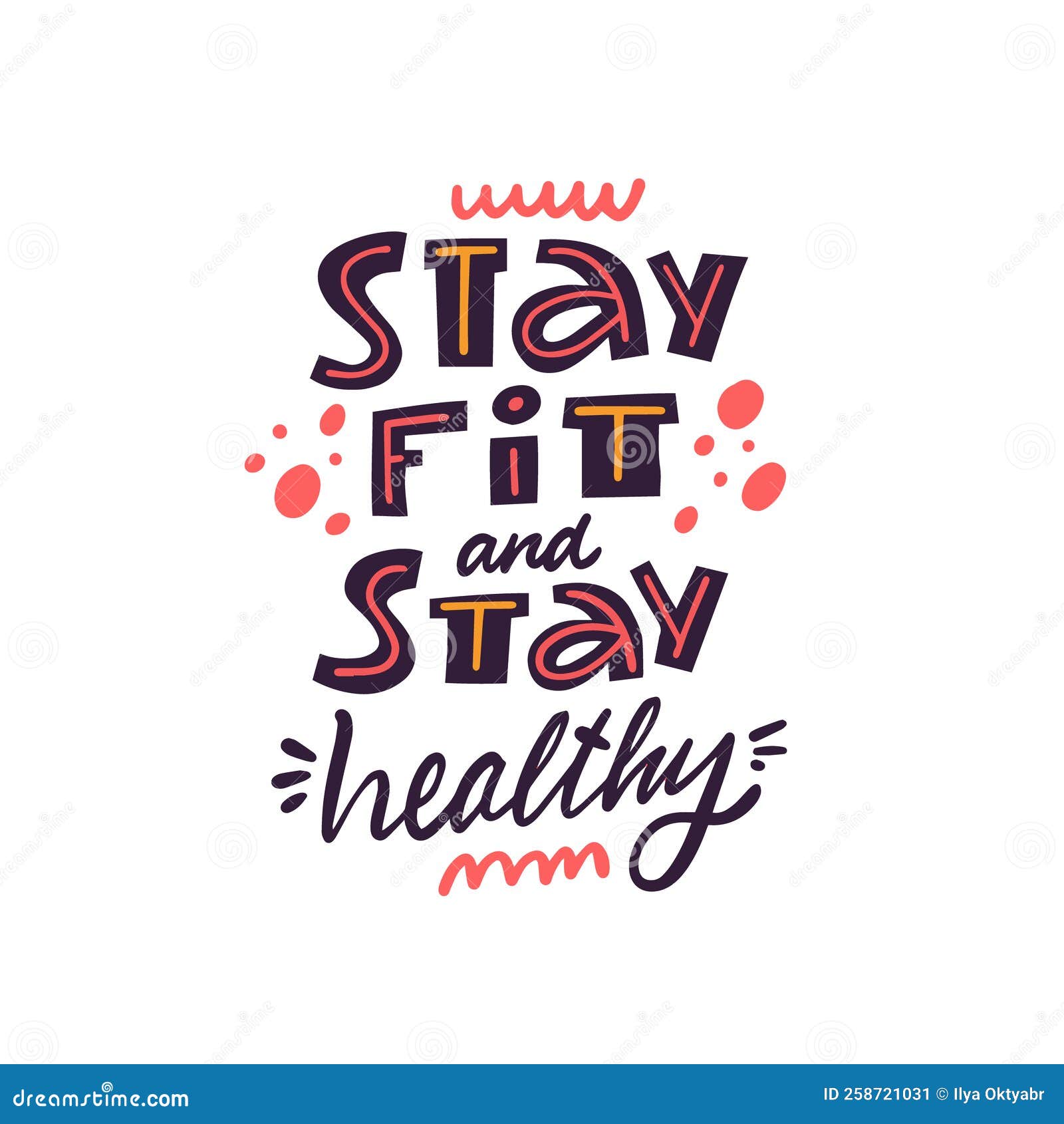 Stay Fit and Stay Healthy. Hand Drawn Colorful Cartoon Style Vector ... Stay Fit and Stay Healthy. Hand Drawn Colorful Cartoon Style Vector ...