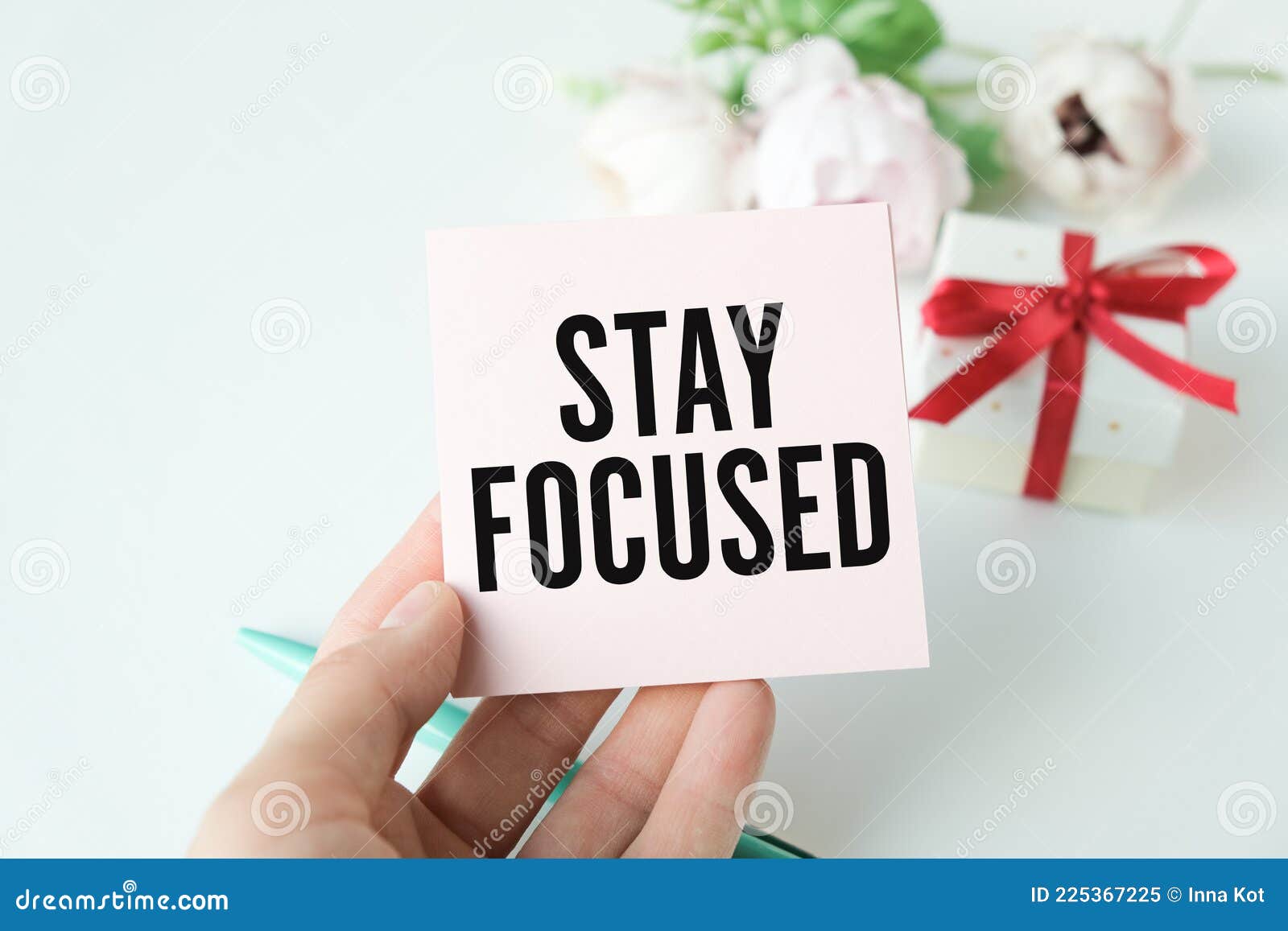 STAY FOCUSED Message on the Card Held by Stock Image - Image of modern ...