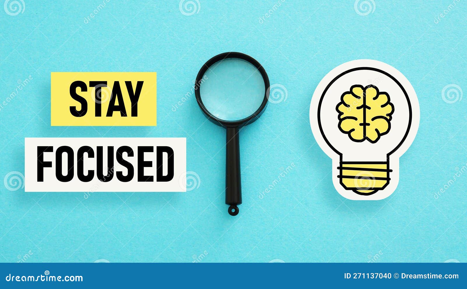 Stay Focused is Shown Using the Text and Photo of Magnifying Glass ...