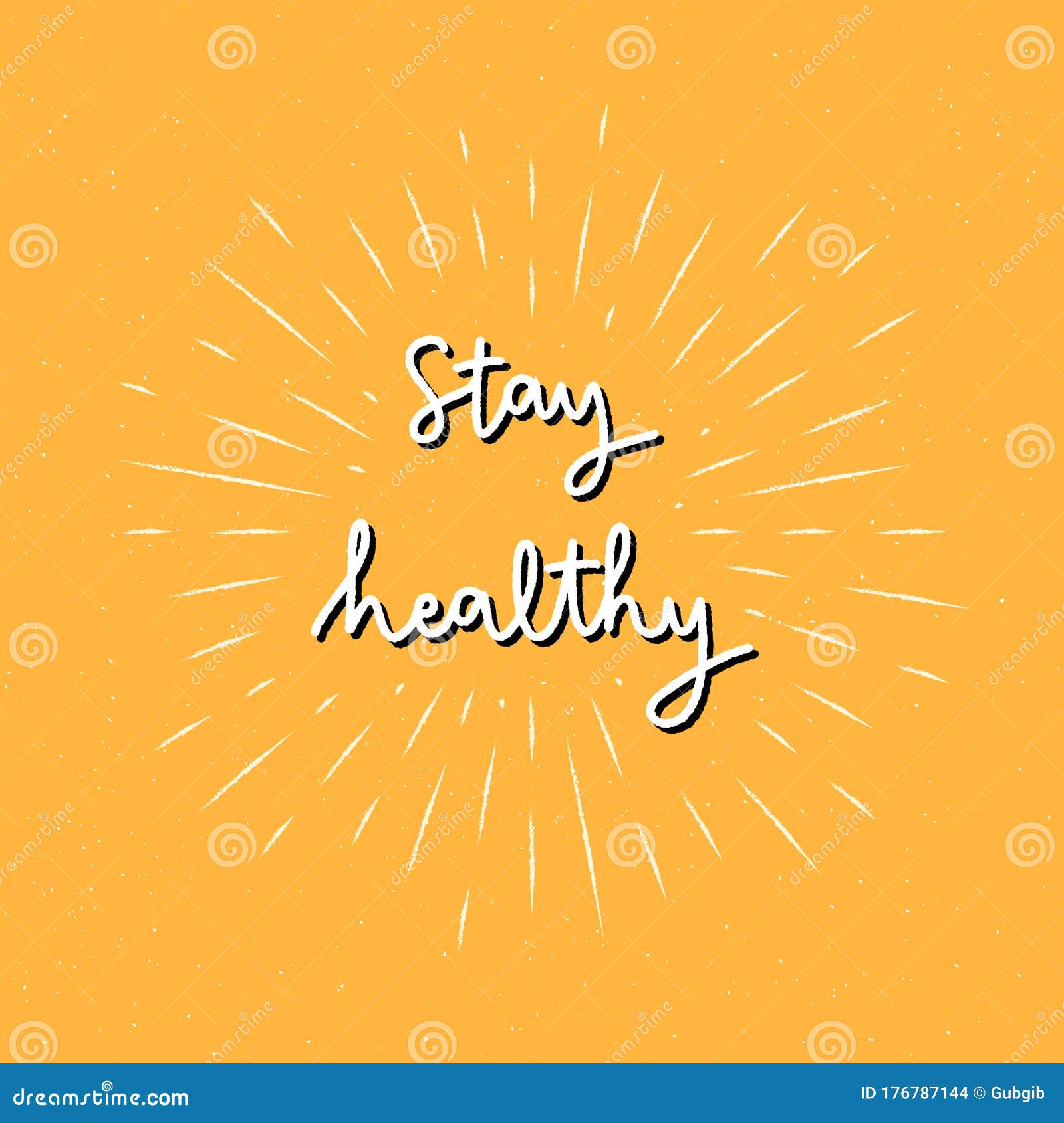 Stay Healthy Hand Lettering with Sunburst Lines Stock Vector ...