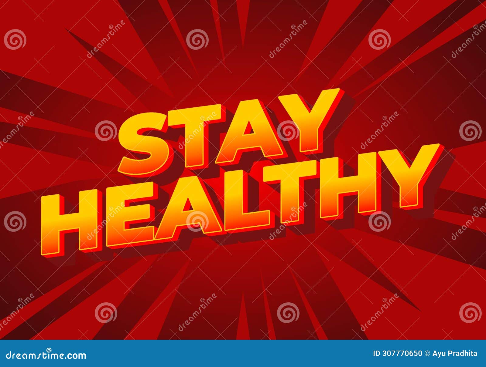 Stay Healthy. Text Effect in 3D Look with Eye Catching Colors Stock ...