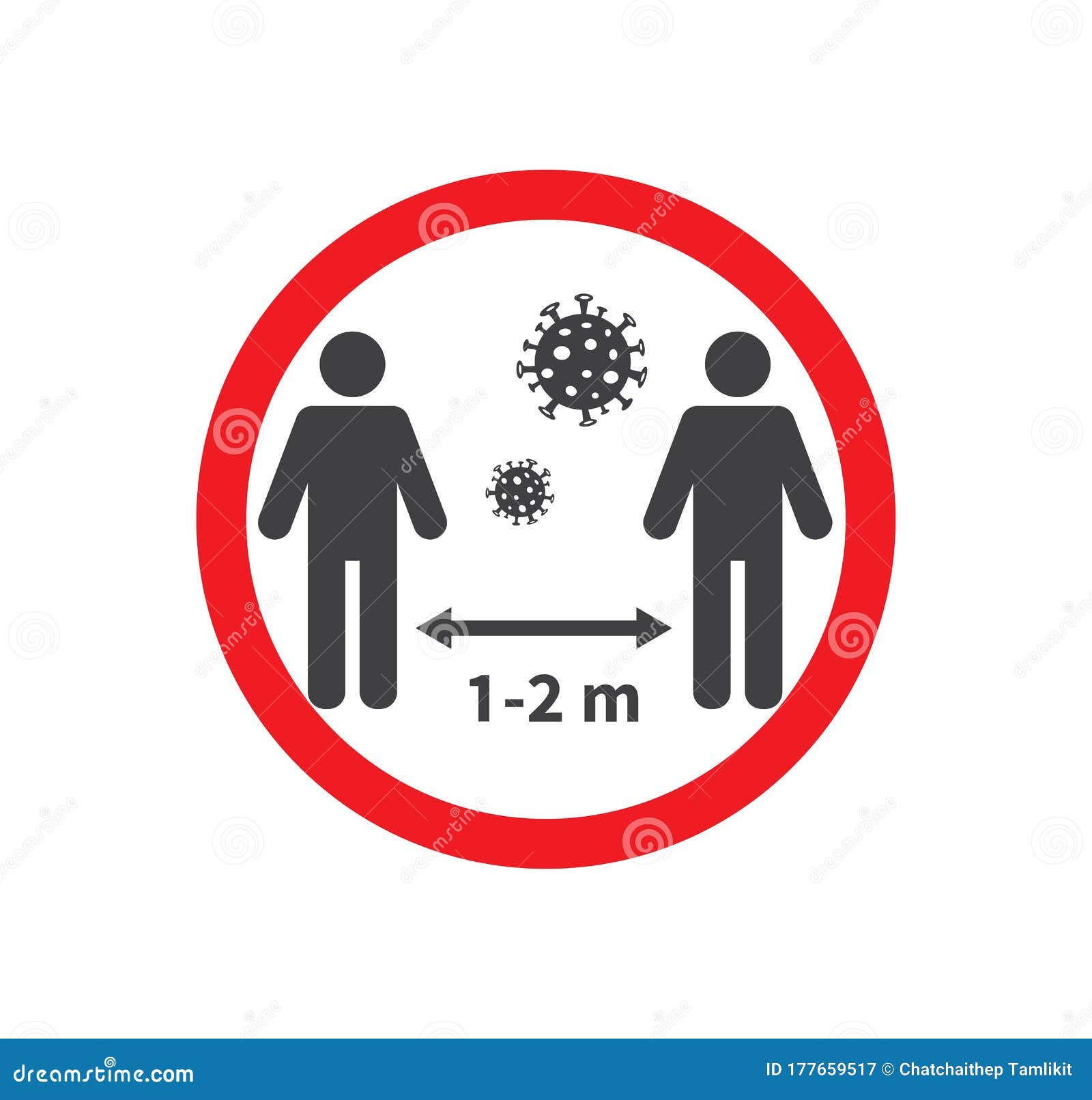 Keep Distance Icon. Stay Safe. No Crowd. 1m And 2m Between People ...