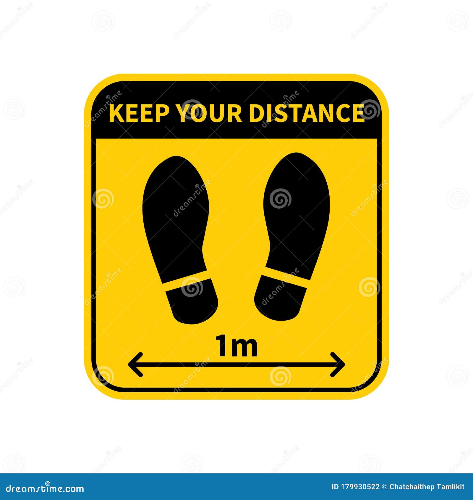 Social Distancing. Footprint Sign. Keep the 1 Meter Distance ...