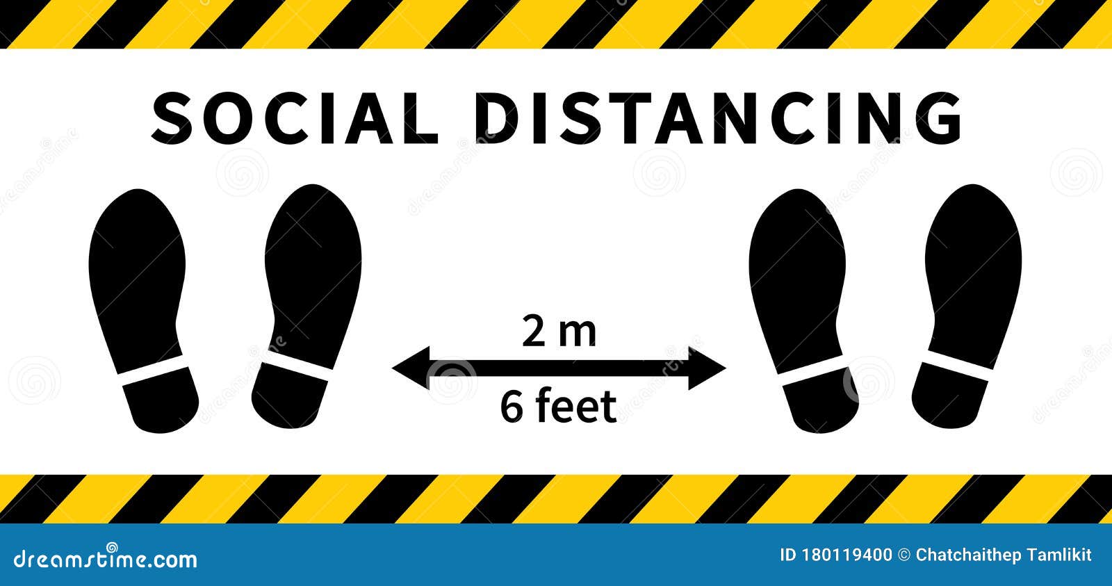 Social Distancing. Footprint Sign. Keep the 2 Meter Distance ...
