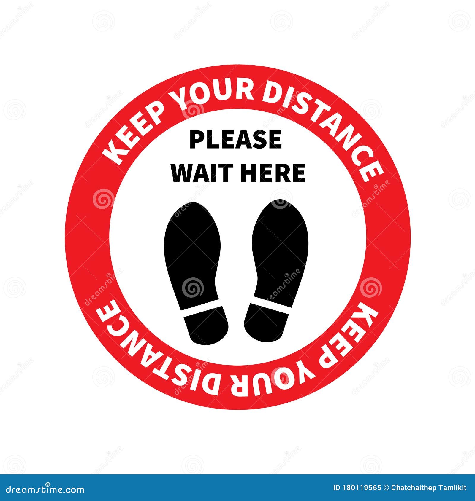 Social Distancing. Footprint Sign. Keep the 2 Meter Distance ...