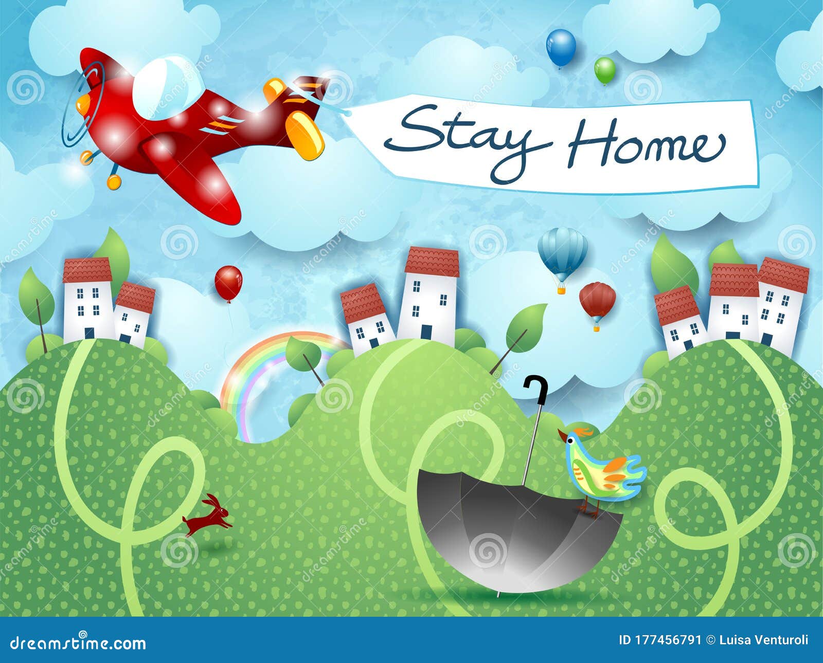 Stay Home, Airplane Message Stock Illustration - Illustration of ...