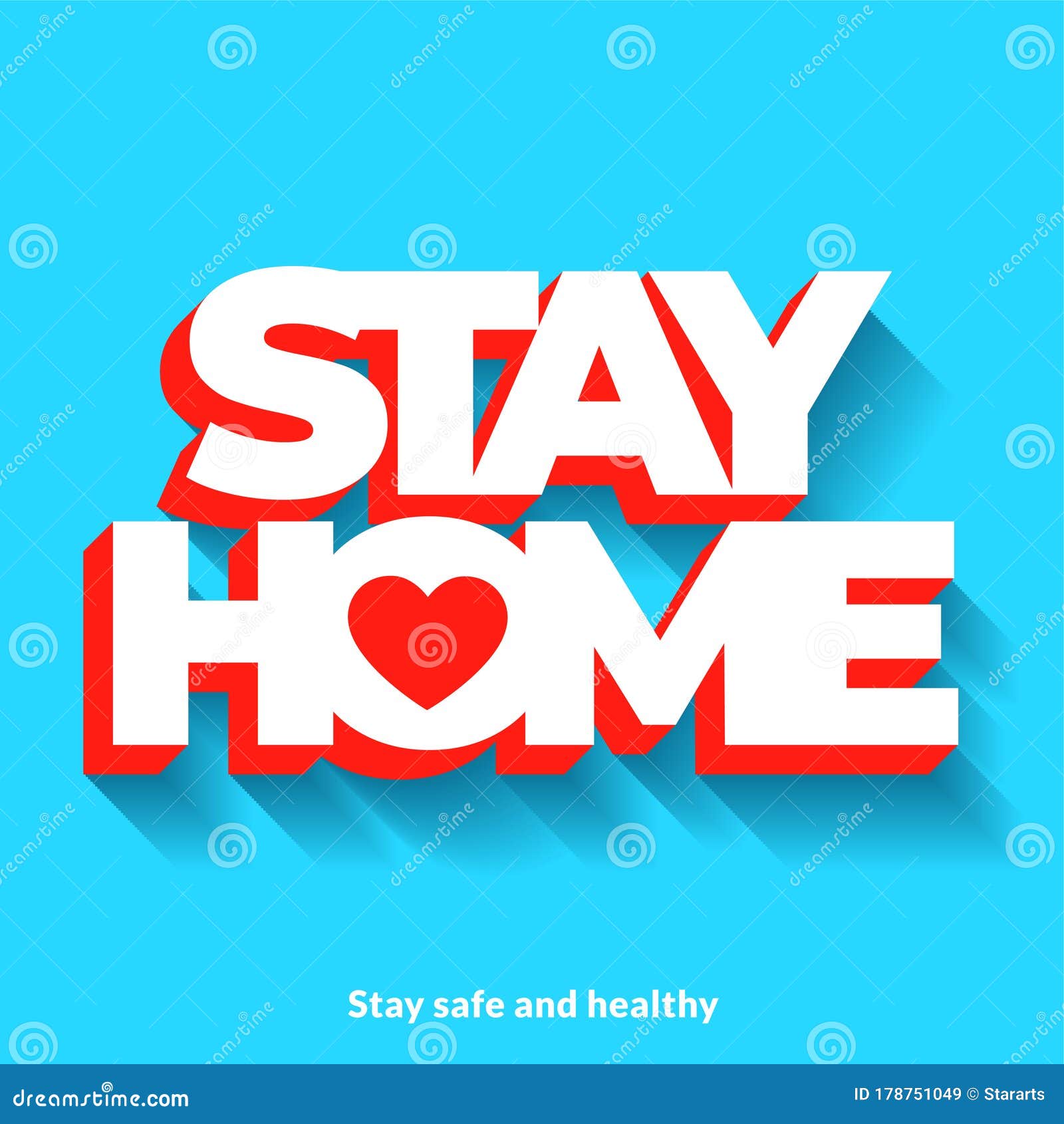 Stay Home 3d Letterting Concept Background Design Stock Vector ...