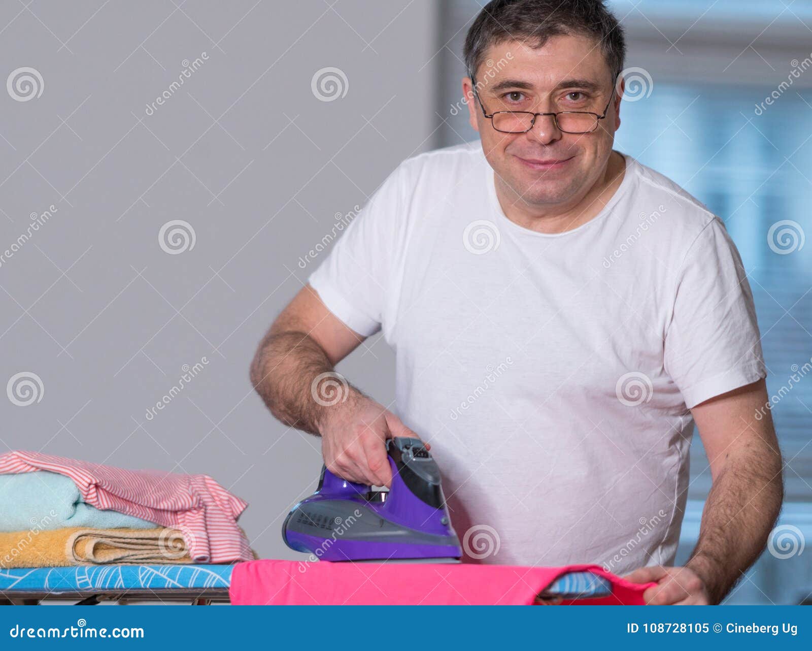 Stay-at-home dad ironing stock image. Image of housework - 108728105