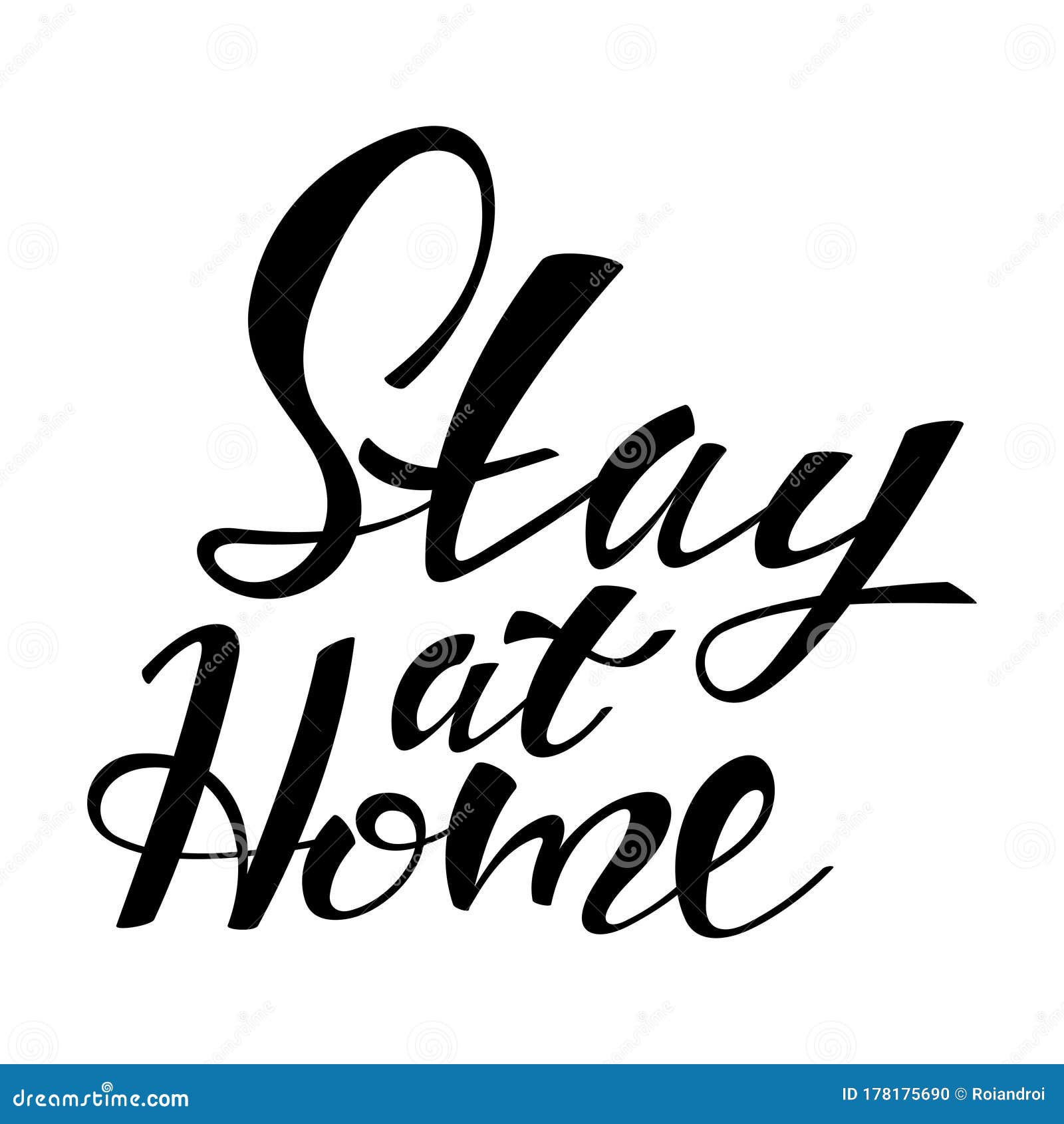 Stay at Home Handwritten Vector Text Stock Vector - Illustration of ...