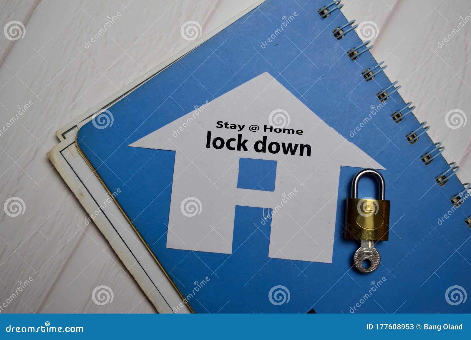 Stay at Home and Lock Down Write on a Home Made from Paper on Office ...