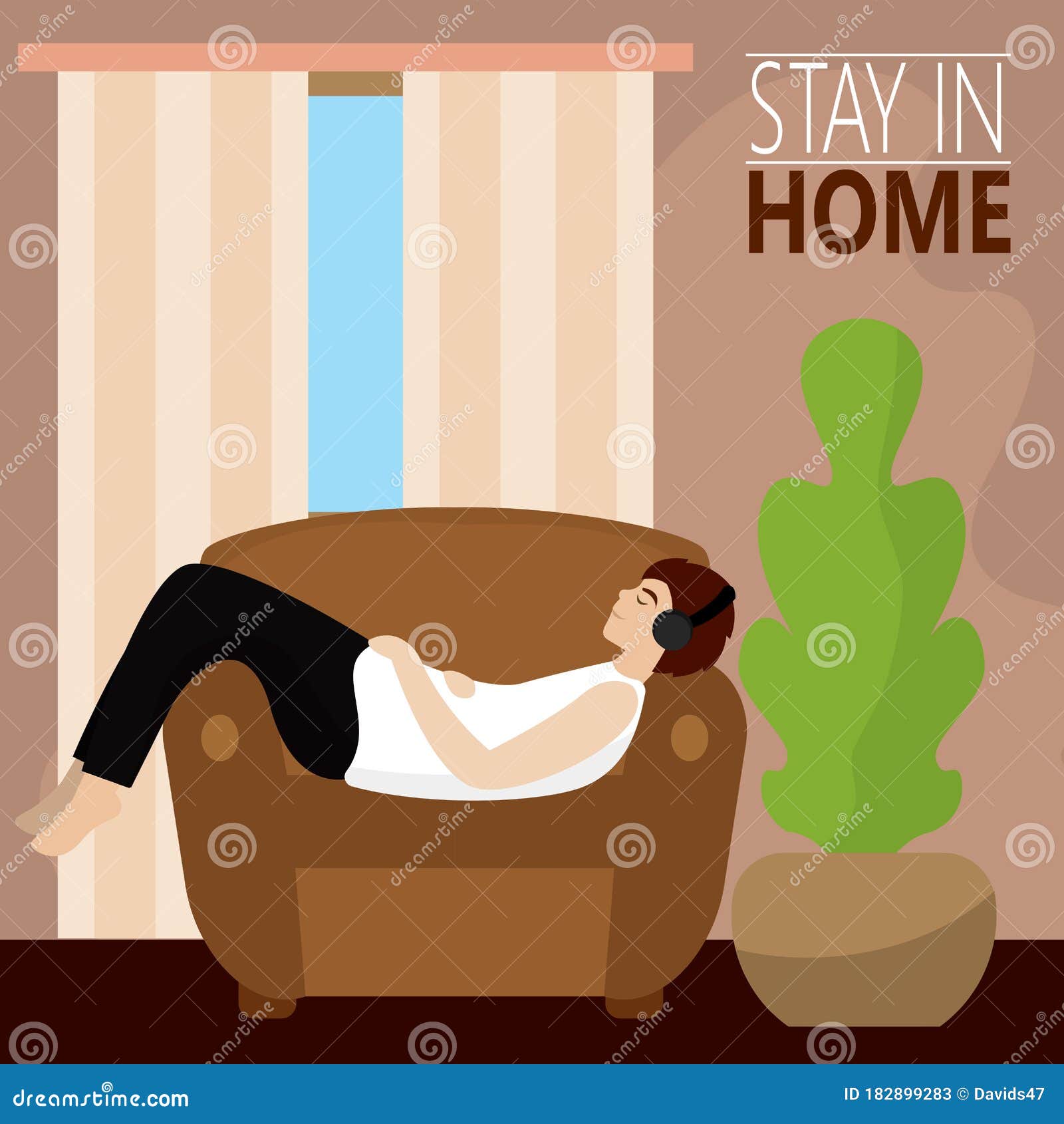 Stay in home poster stock vector. Illustration of people - 182899283