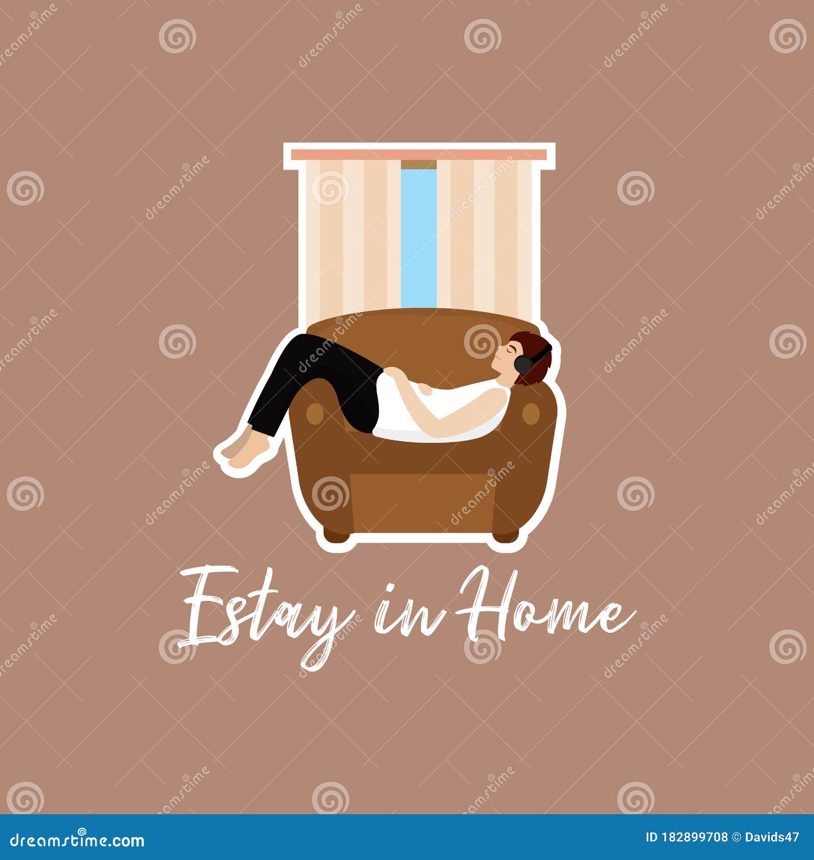 Stay in home poster stock vector. Illustration of people - 182899708