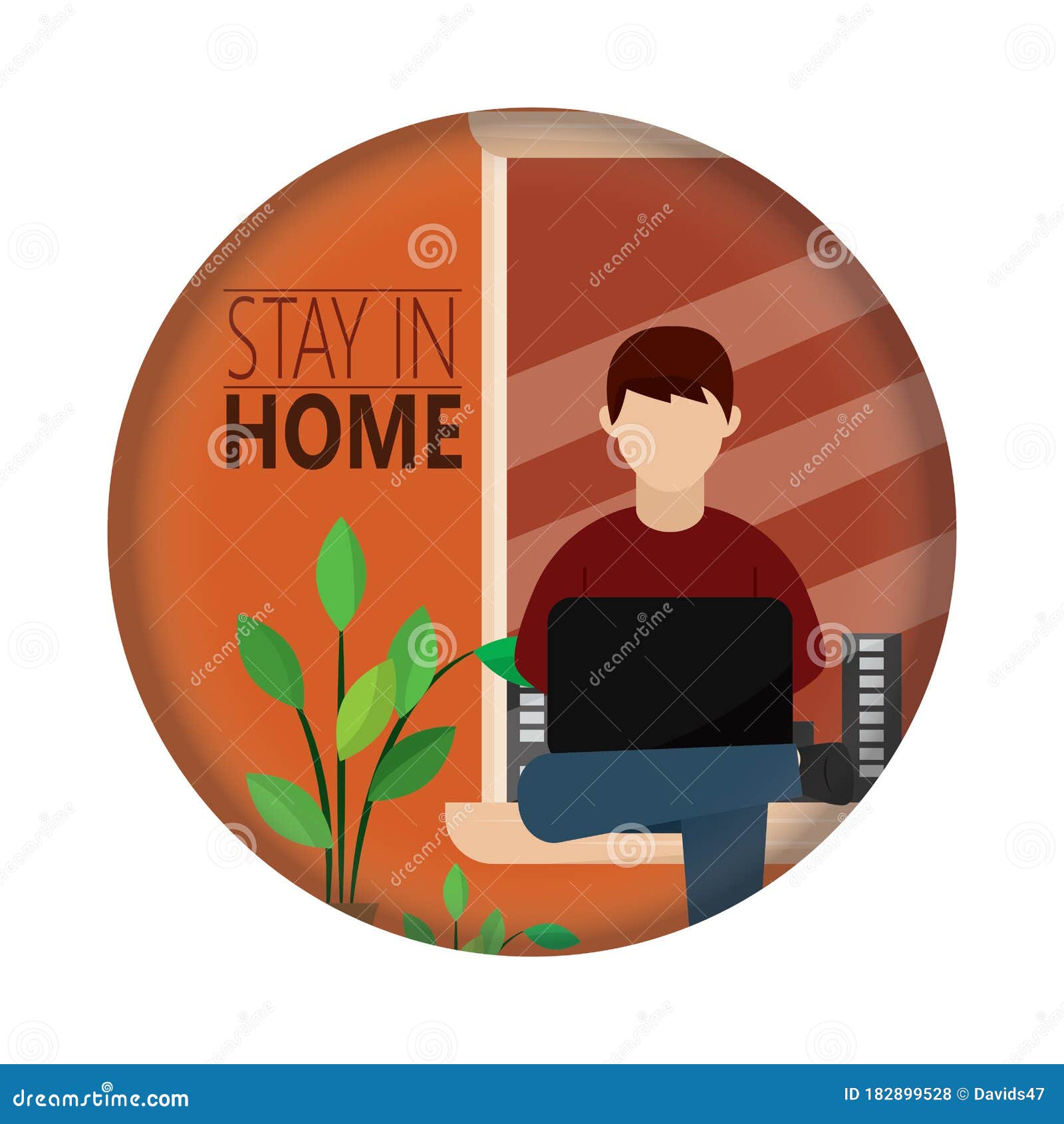 Stay in home poster stock vector. Illustration of pandemic - 182899528