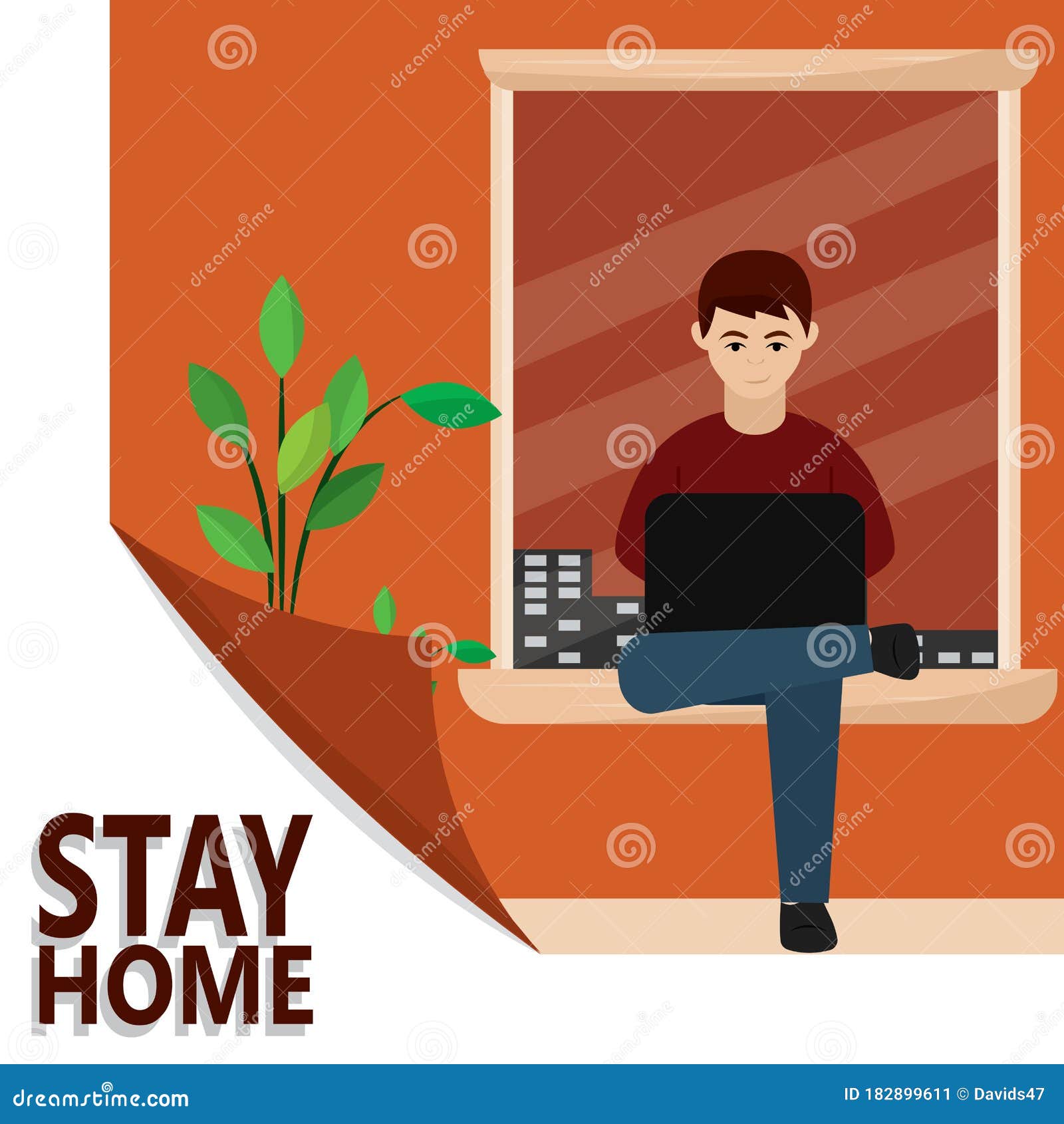 Stay in home poster stock vector. Illustration of isolated - 182899611